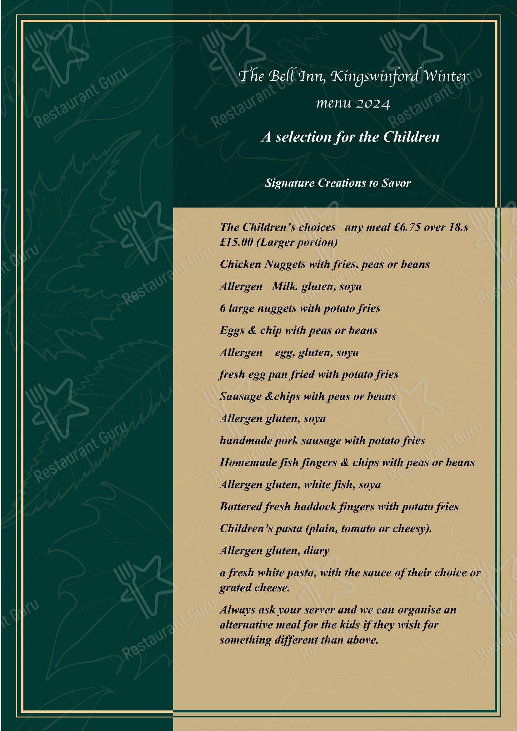 Menu at The Bell Inn pub & bar, Kingswinford, 614 High St