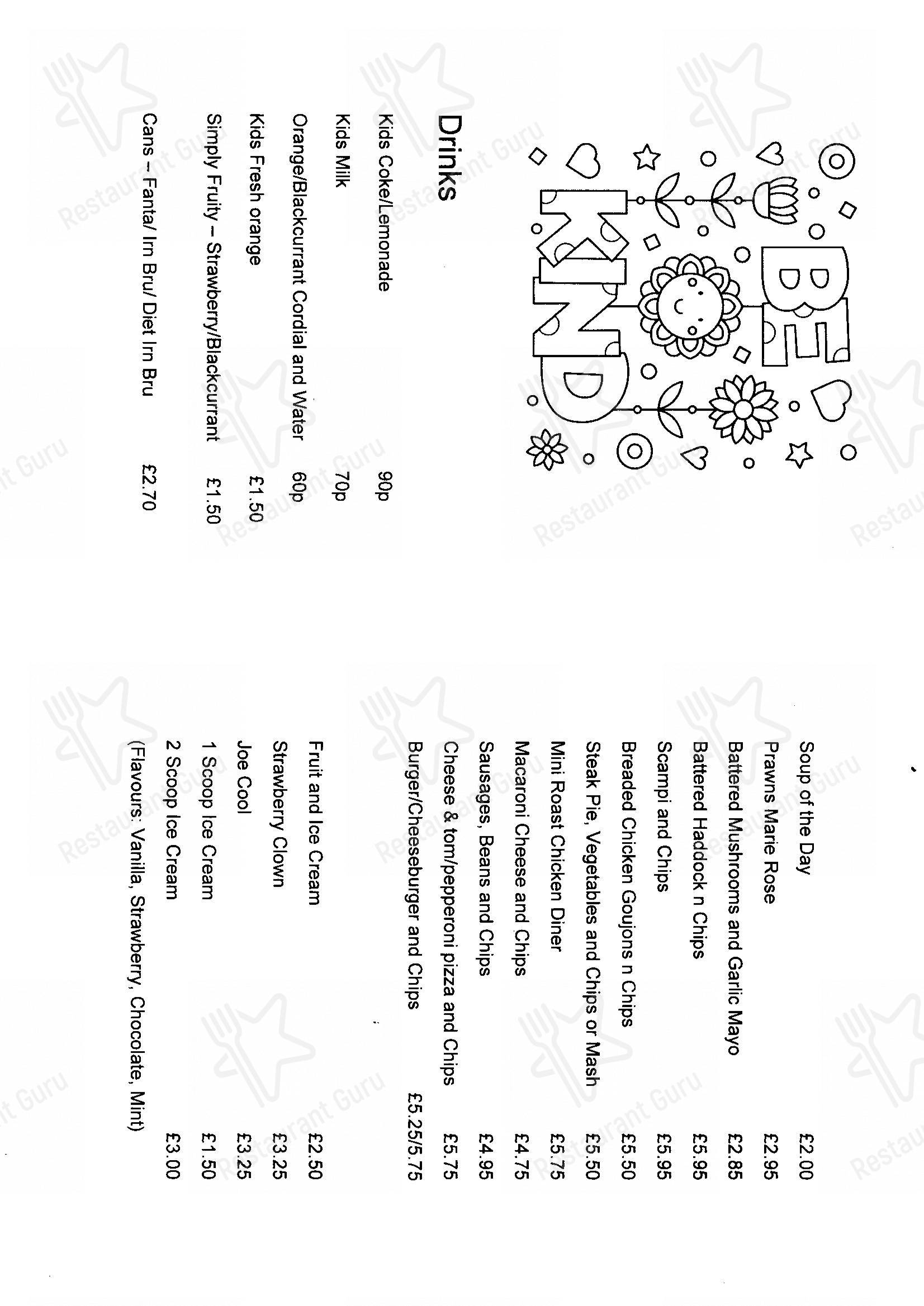 Menu at The Coronation Restaurant, Gorebridge