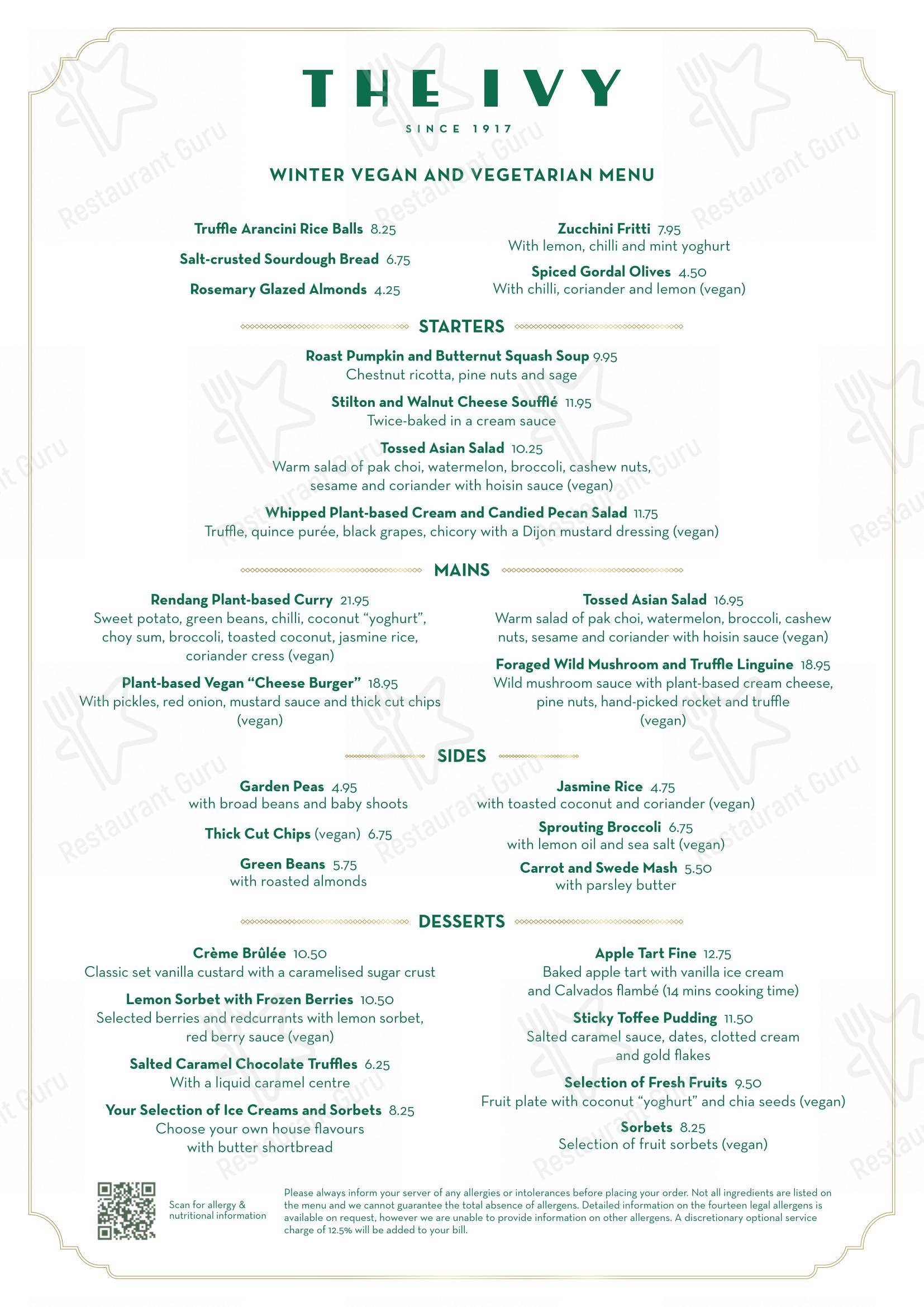 Menu at The Ivy Winchester Brasserie pub & bar, Winchester