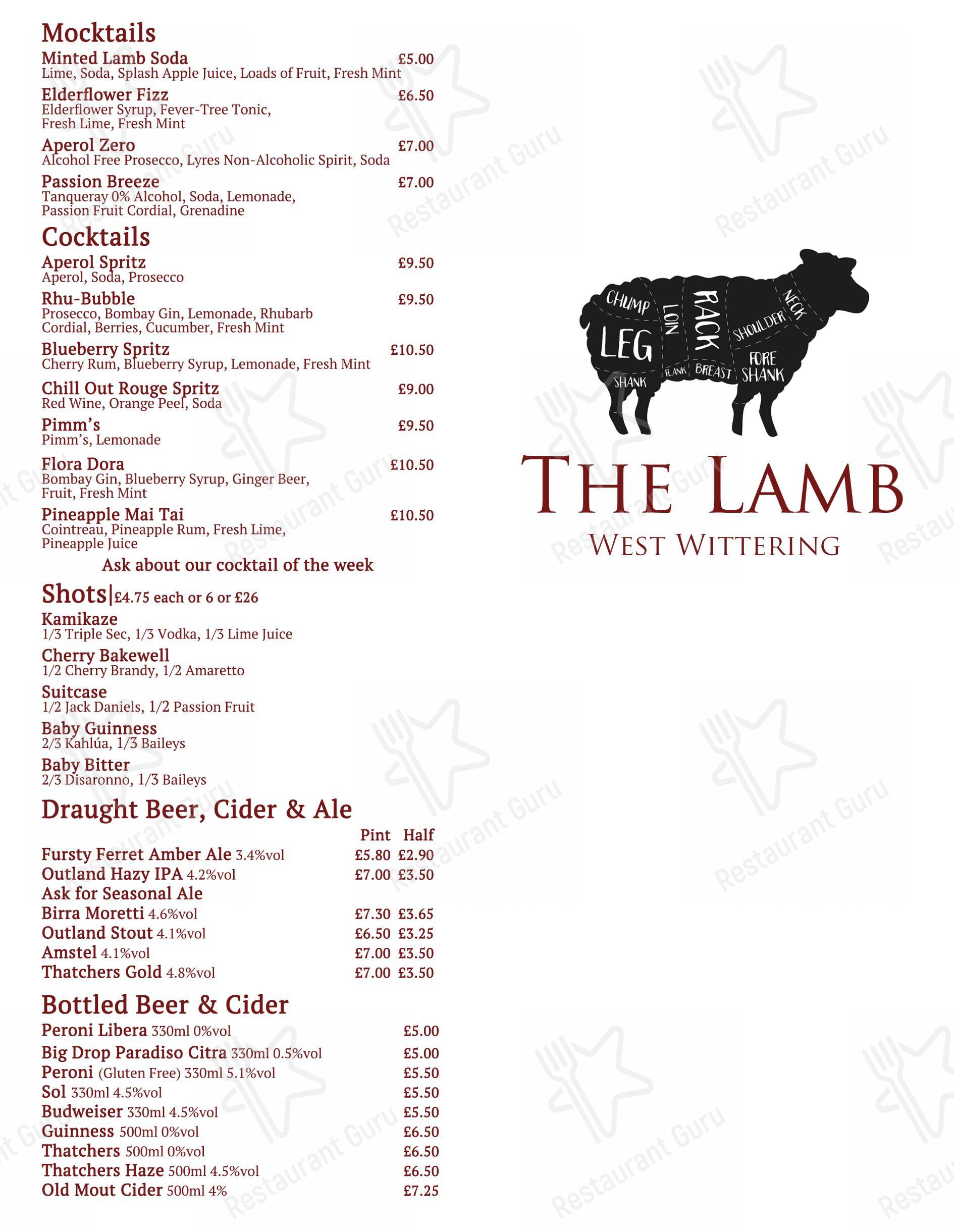 Menu at The Lamb Inn pub & bar, Chichester
