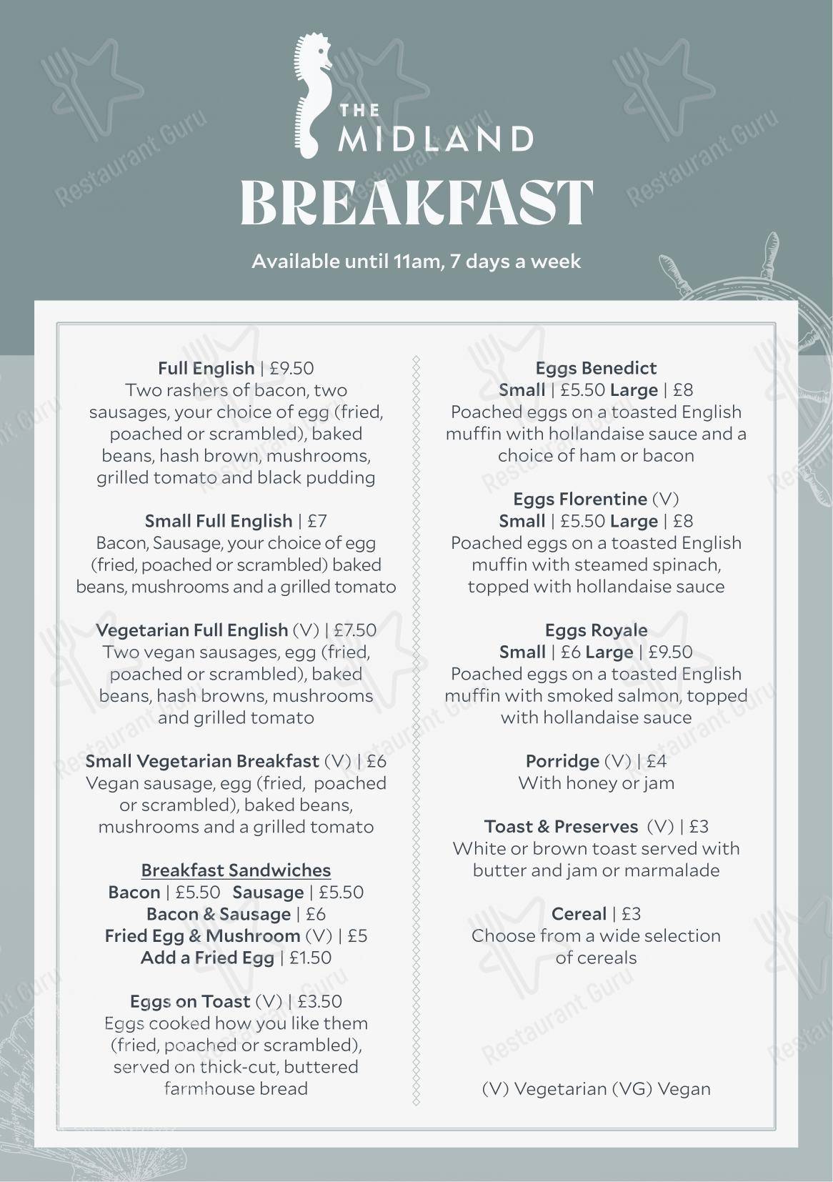 Menu at The Midland pub & bar, Morecambe