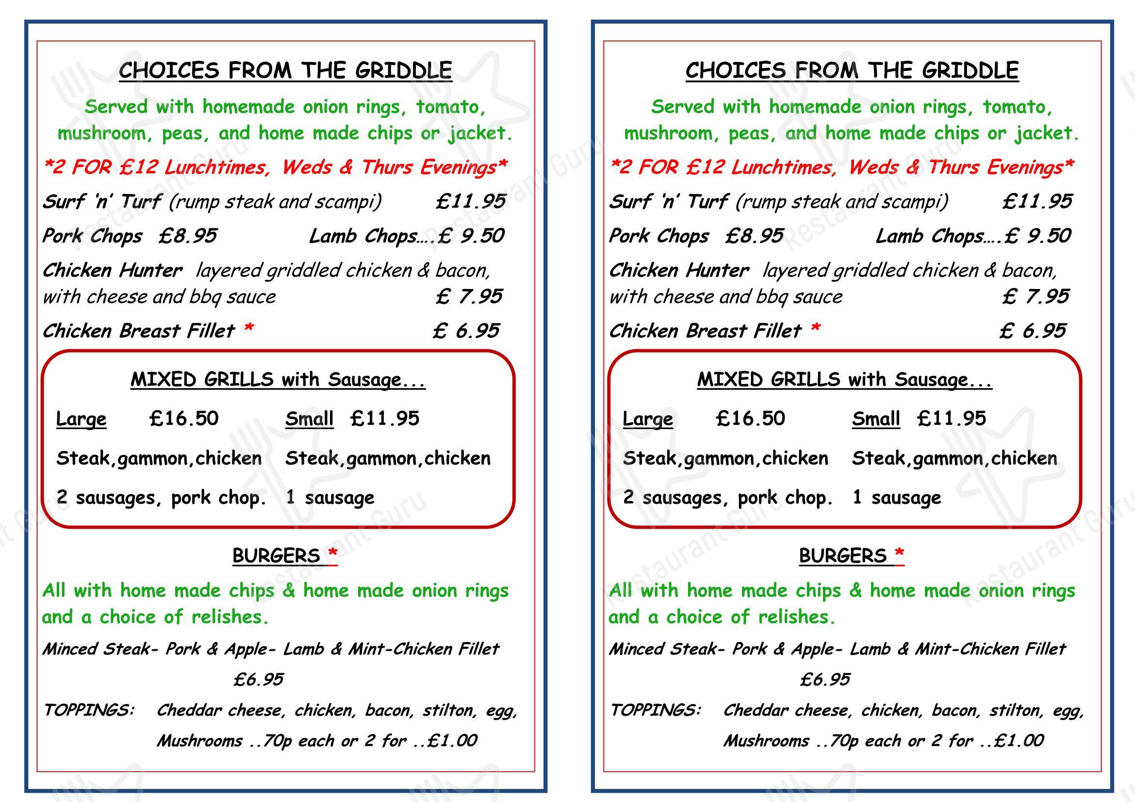 Menu at The Waterfront Inn pub & bar, West Stockwith