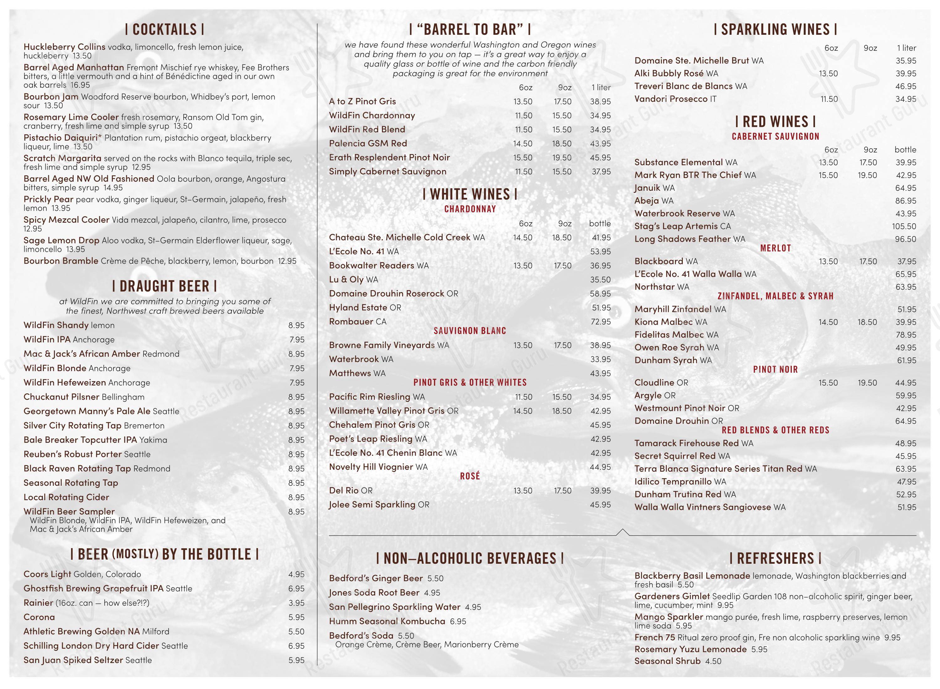 Menu at WildFin American Grill - Beaverton pub & bar, Beaverton
