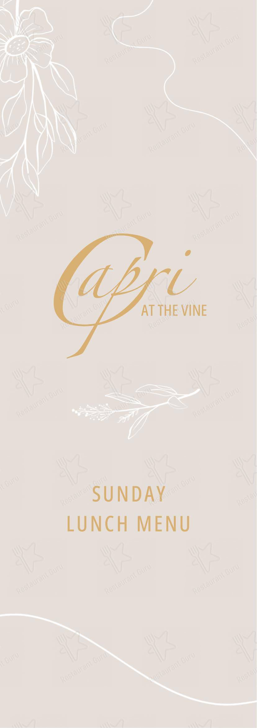 Menu at Capri @ The Vine restaurant, Wakefield