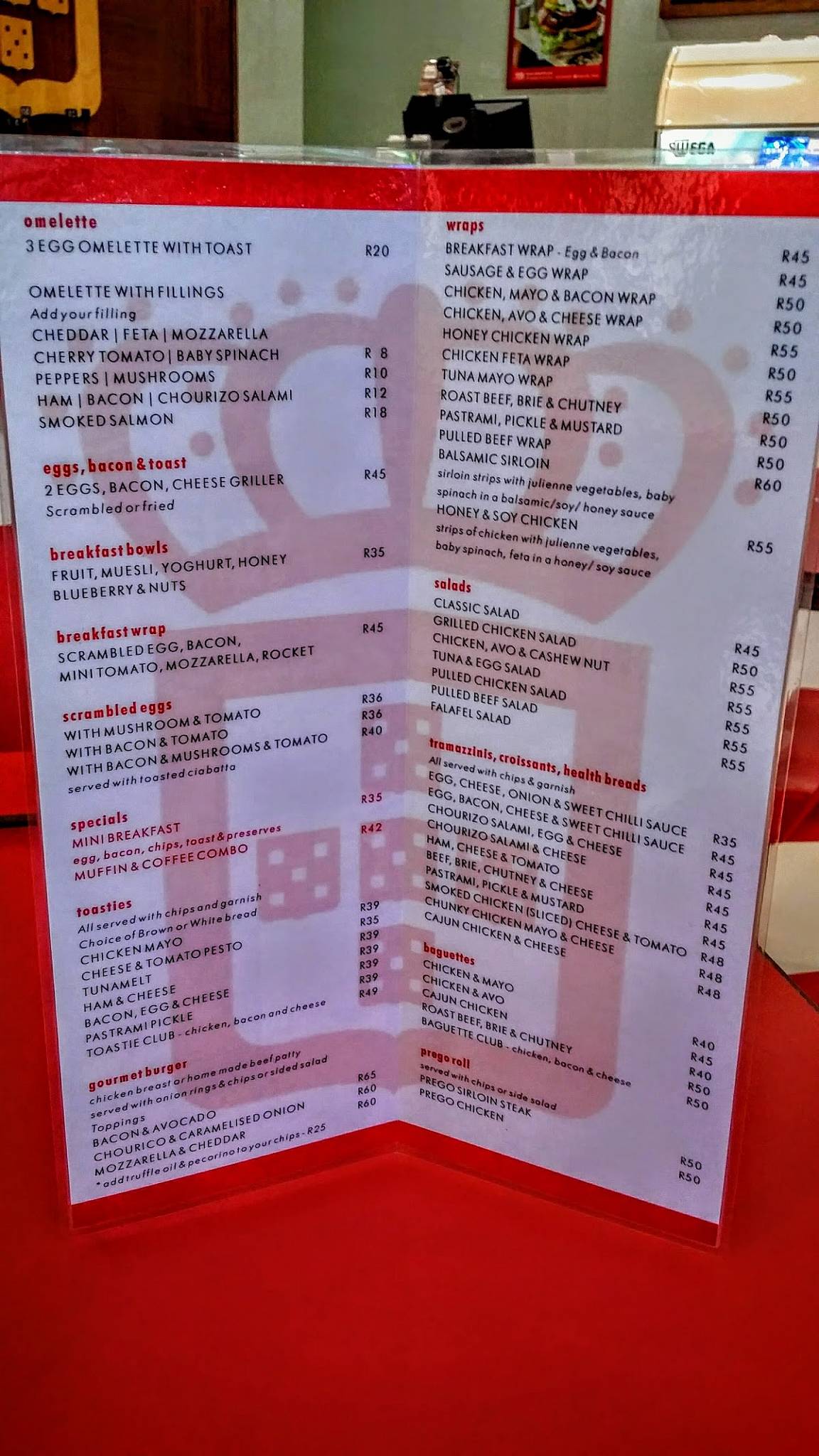 Menu at vida e caffè Walmer Park, South Africa, 111 Main Rd