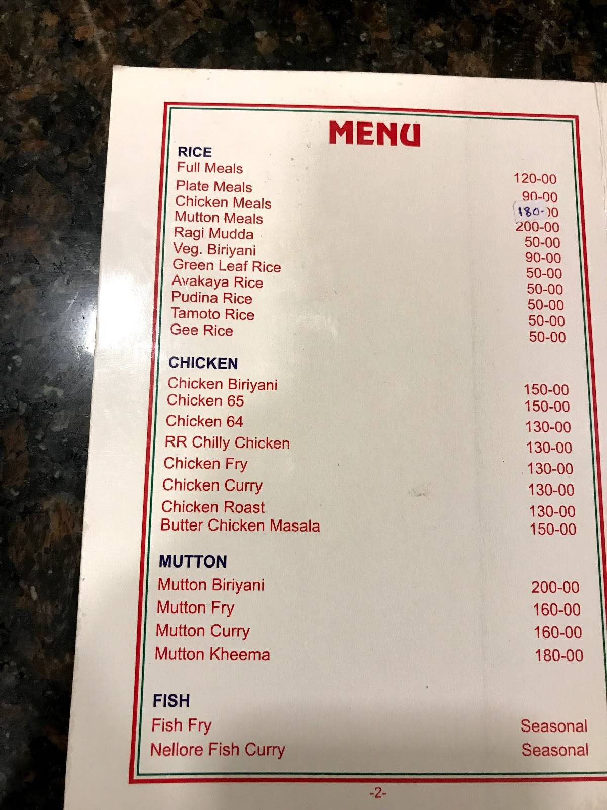 Menu at vijay kitchen, Bengaluru