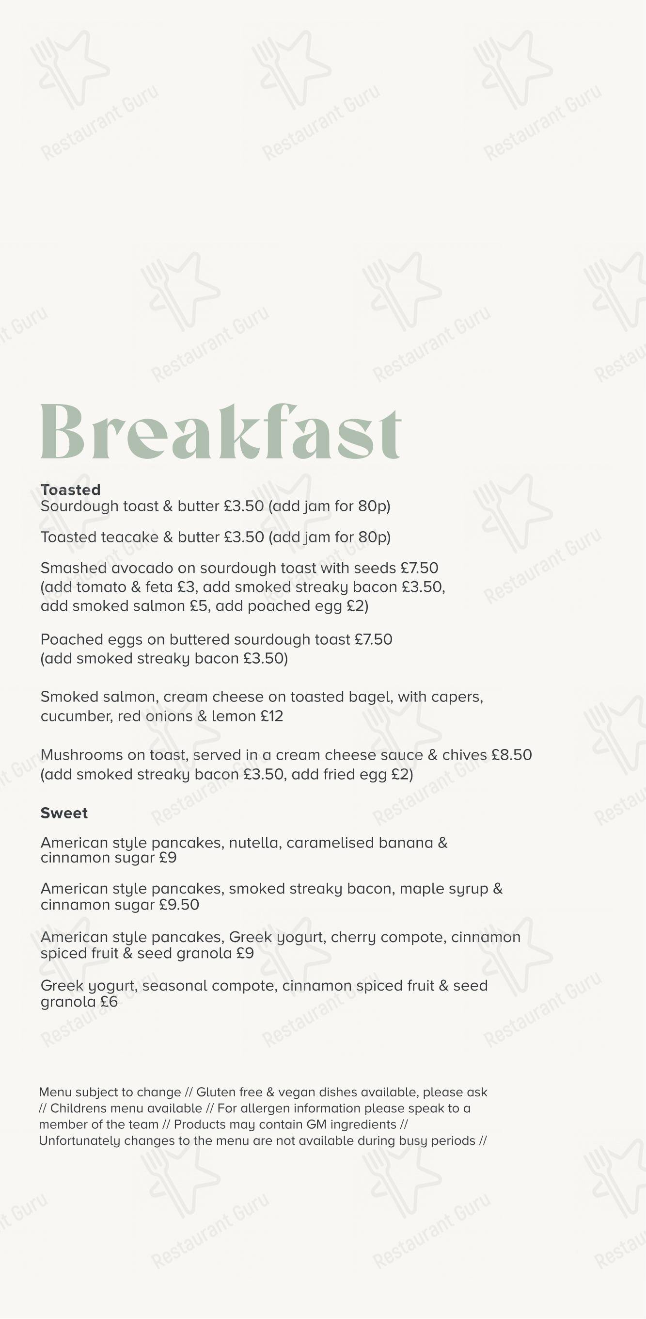 Menu at on the Rabbit Run cafe, Claverley