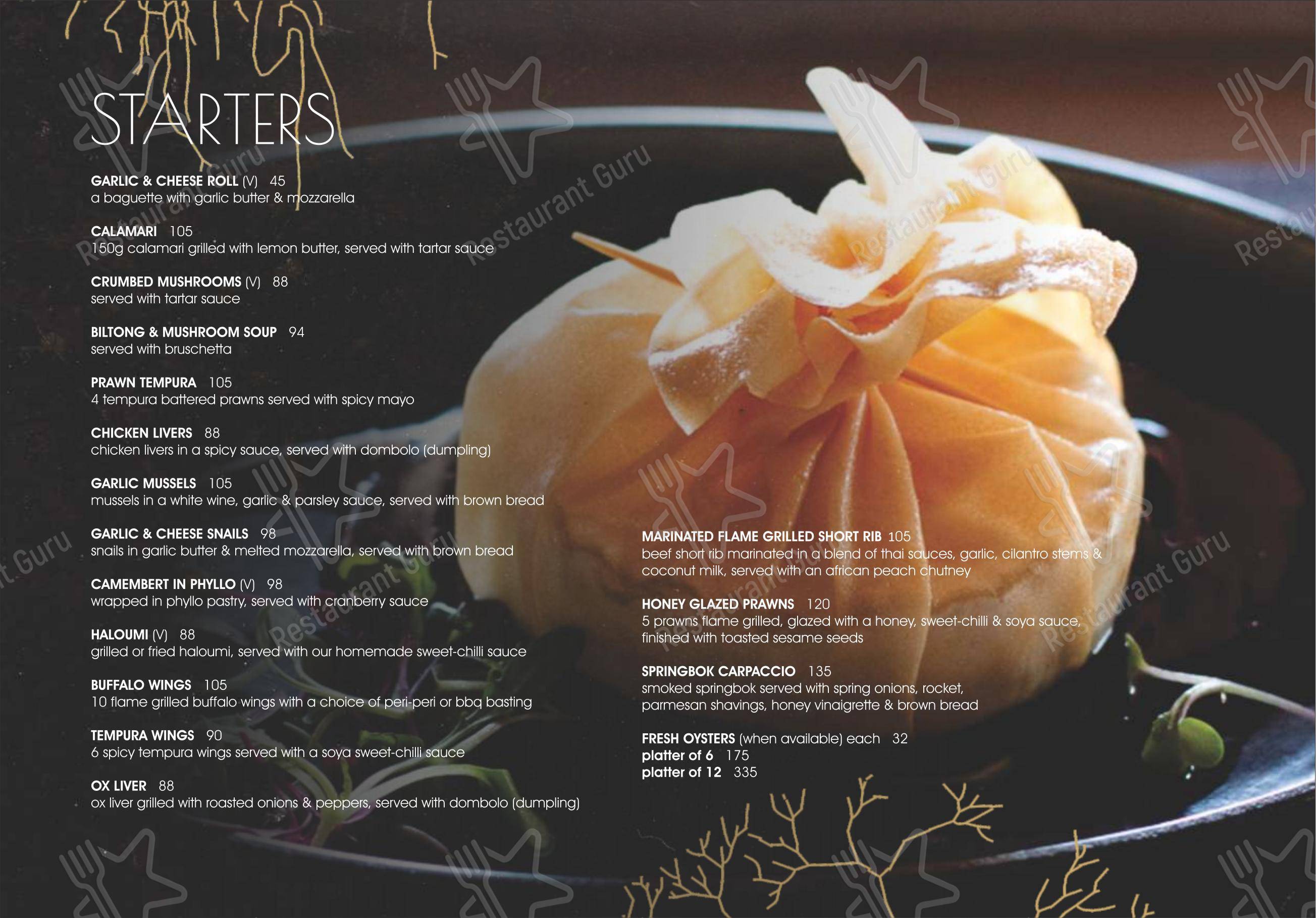 Menu at Baobab Cafe & Grill, Pretoria, Menlyn Shopping Centre