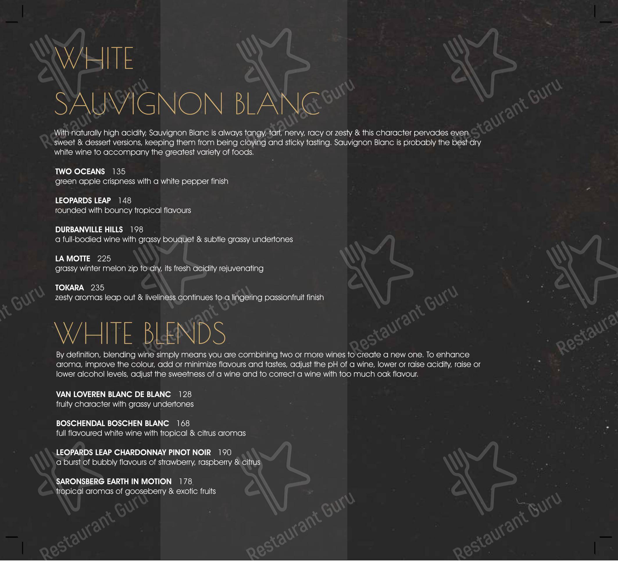 Menu at Baobab Cafe & Grill, Pretoria, Menlyn Shopping Centre