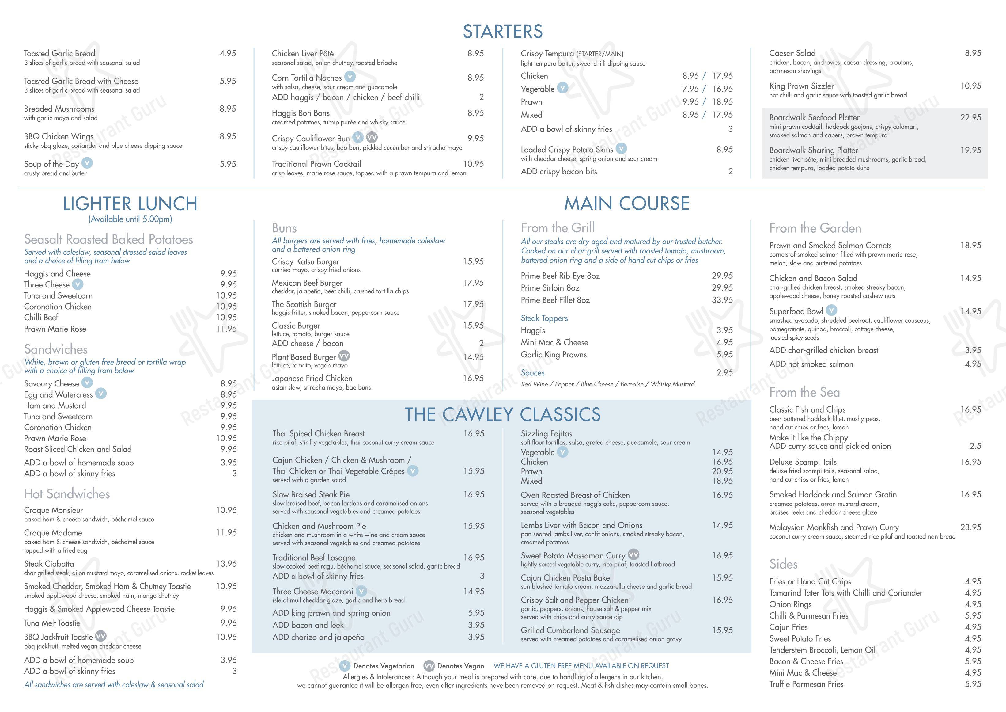 Menu at Sea-Salt restaurant, Falkirk