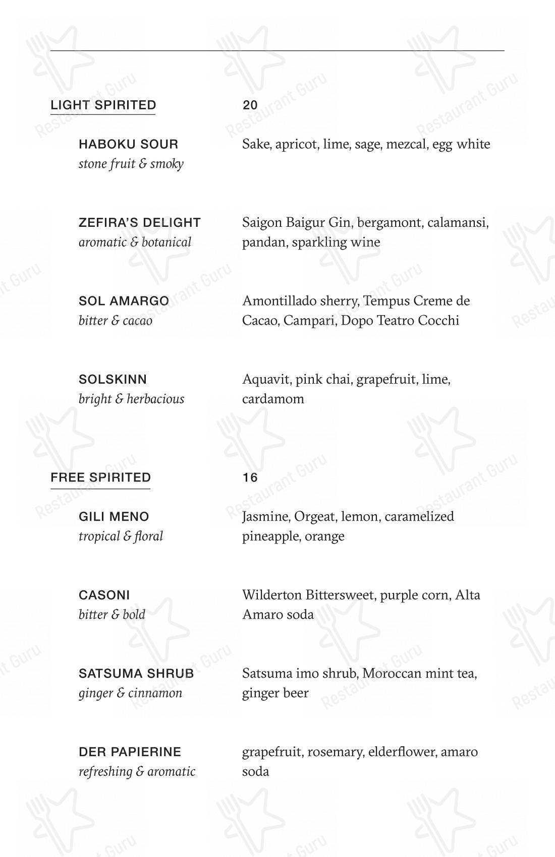 Menu at Canlis restaurant, Seattle