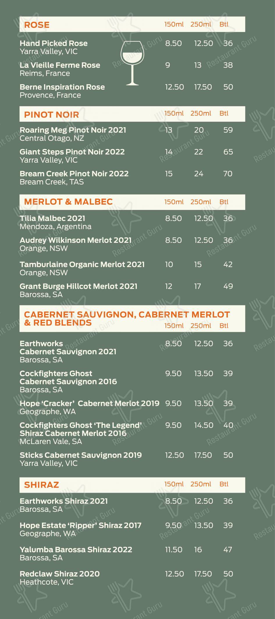 Menu at Elanora Hotel East Gosford pub & bar, East Gosford