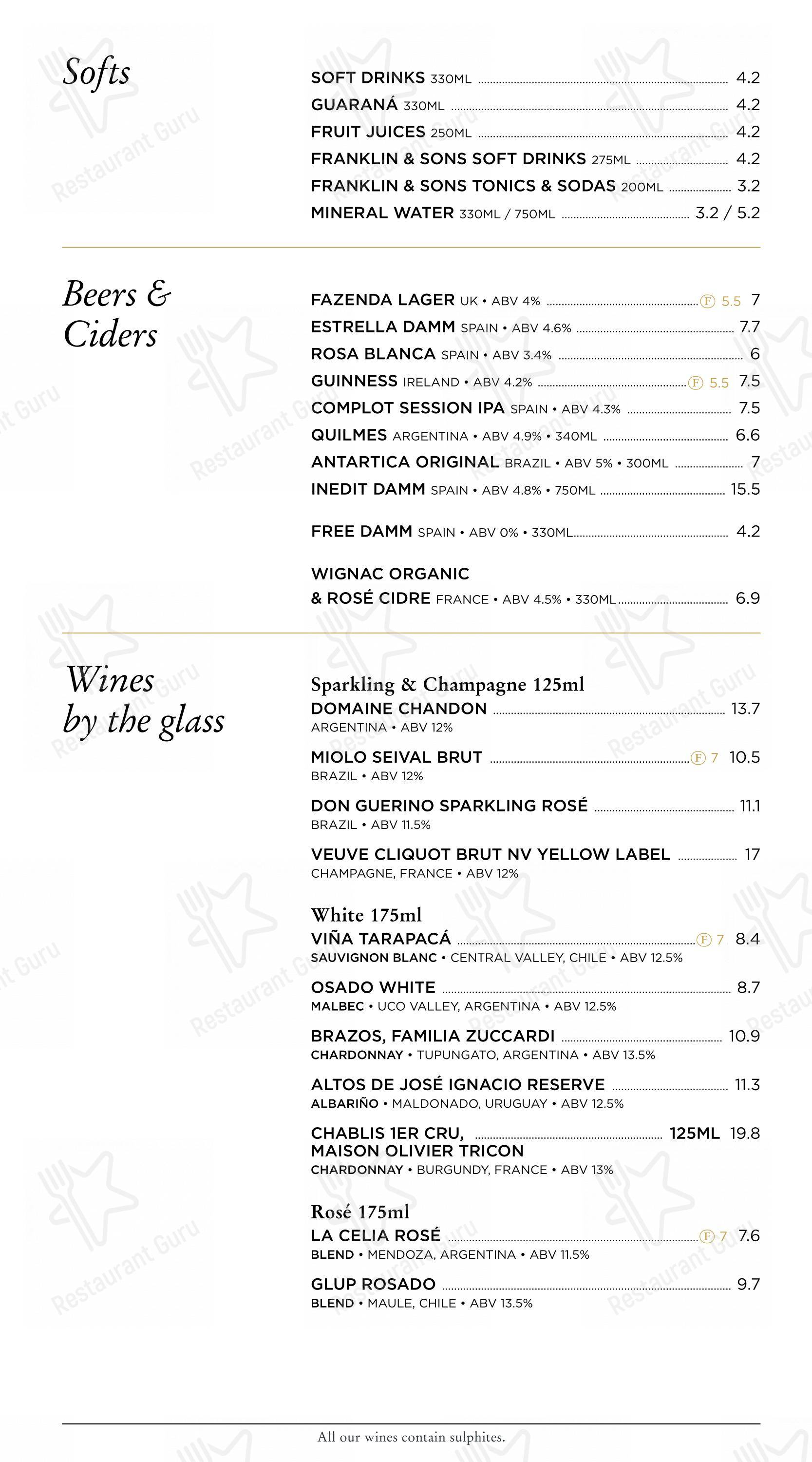 Menu at Fazenda Rodizio Bar & Grill Manchester, Manchester