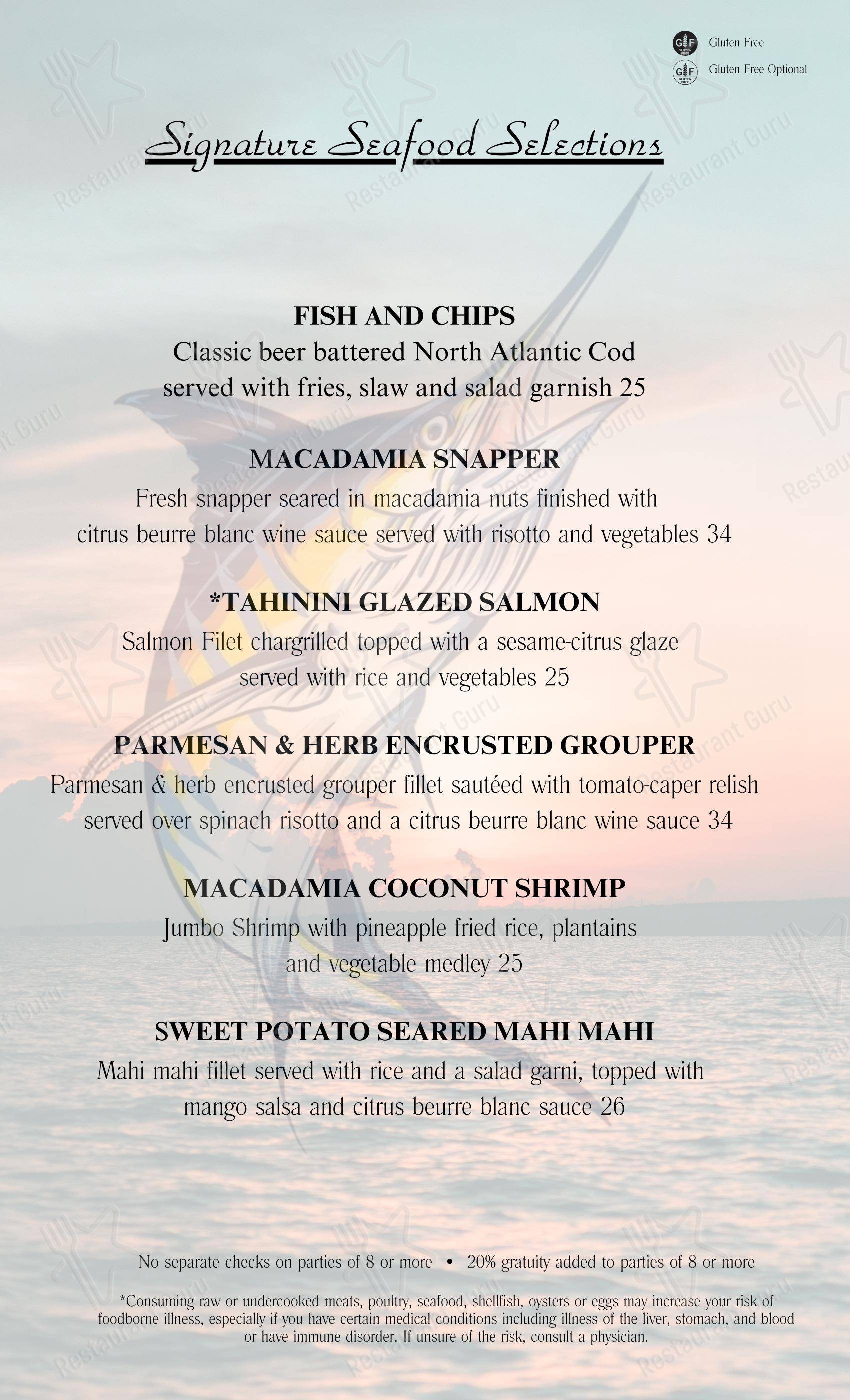 Menu at Frigate's Waterfront Bar & Grill - Melbourne, Melbourne
