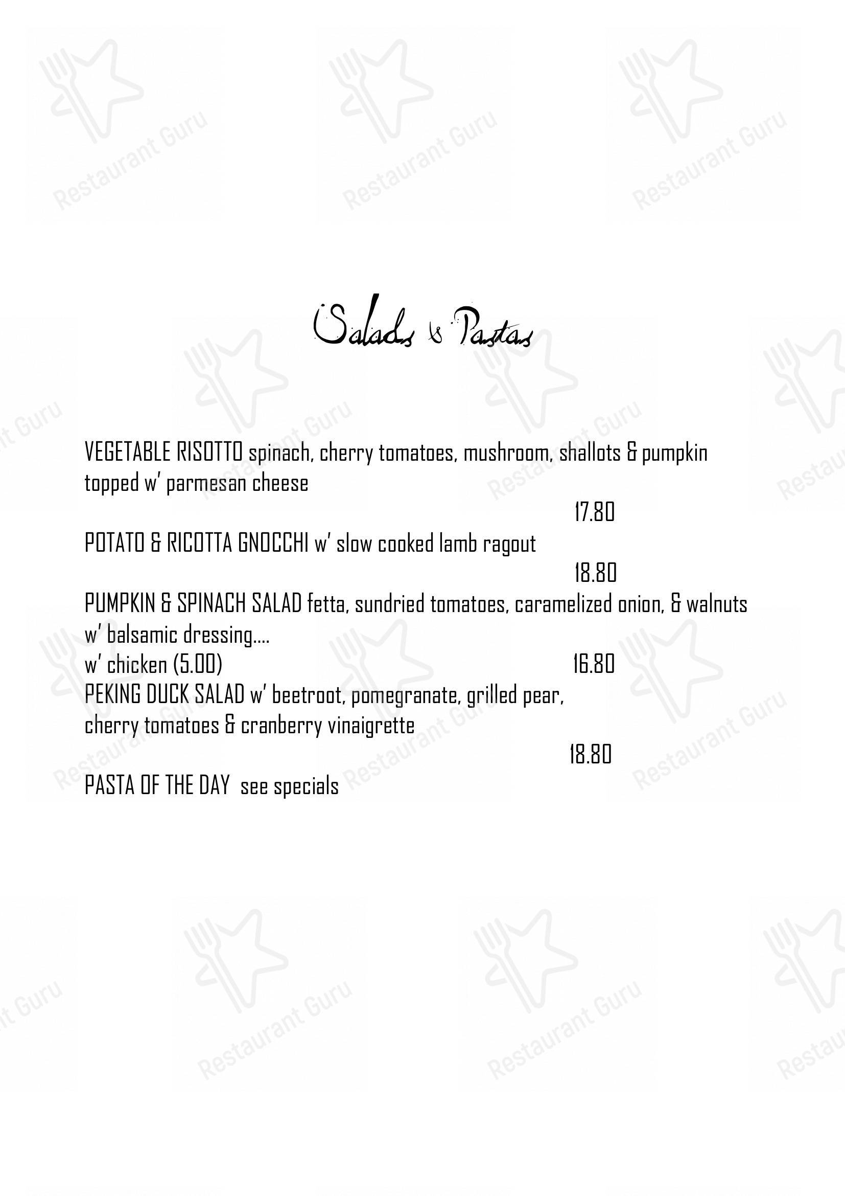 Menu at Gregory's Cafe Restaurant, Port Fairy