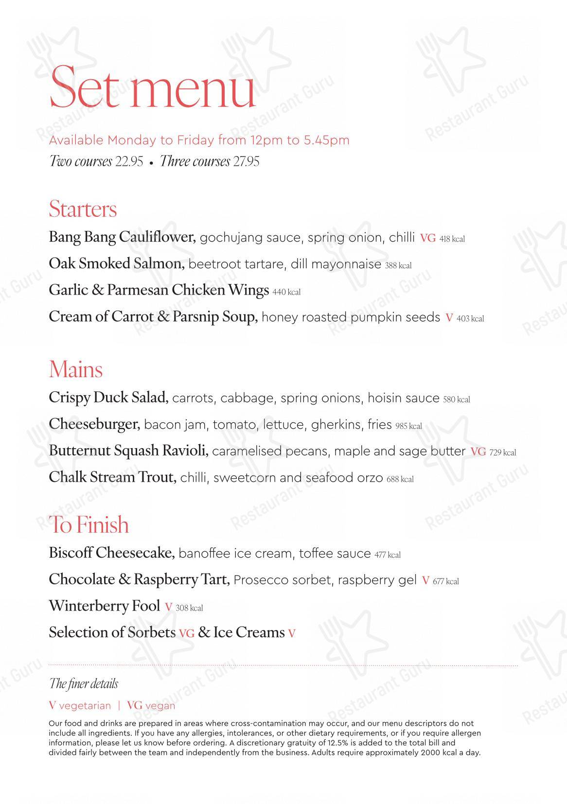 Menu at HarBAR on 6th, Southampton