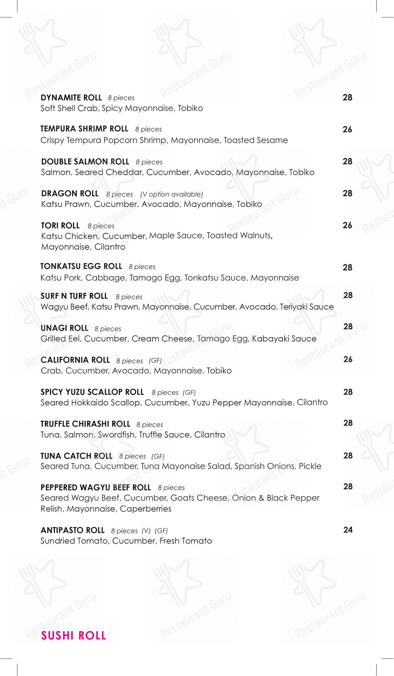 Menu at KUZA restaurant, Victoria Park, 393 Albany Hwy