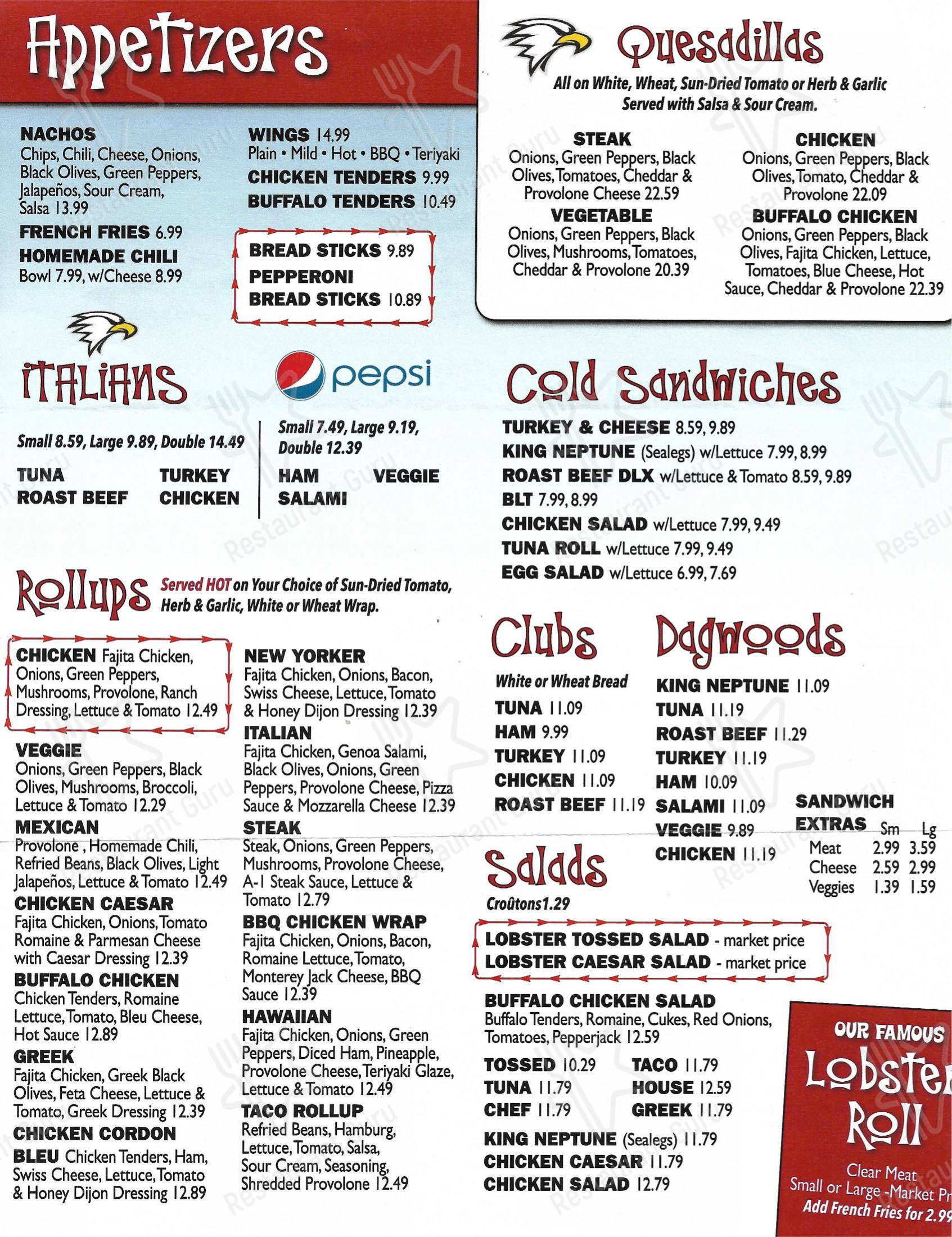 Menu at Korner Store pizzeria, Oakland, 45 Oak St