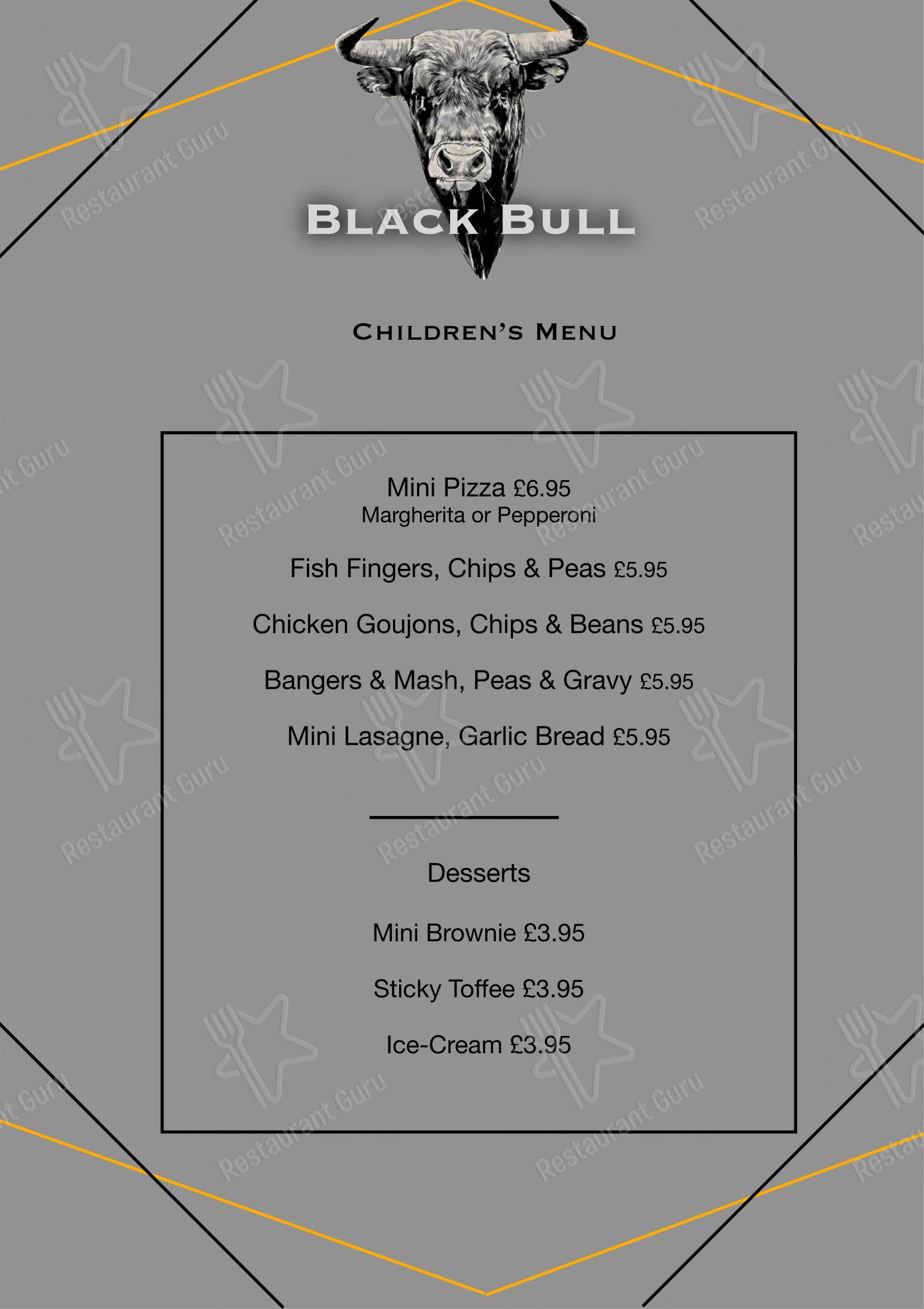 Menu at The Black Bull Haworth restaurant, Keighley