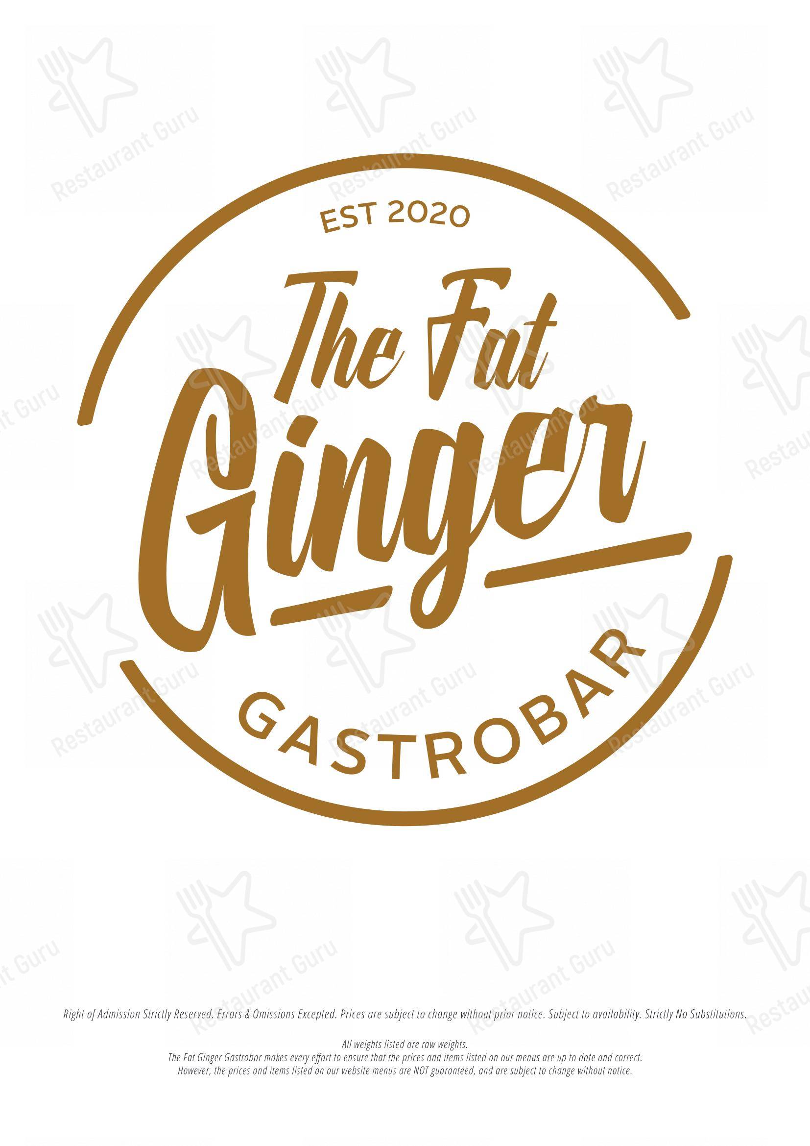 Menu at The Fat Ginger pub & bar, Sandton
