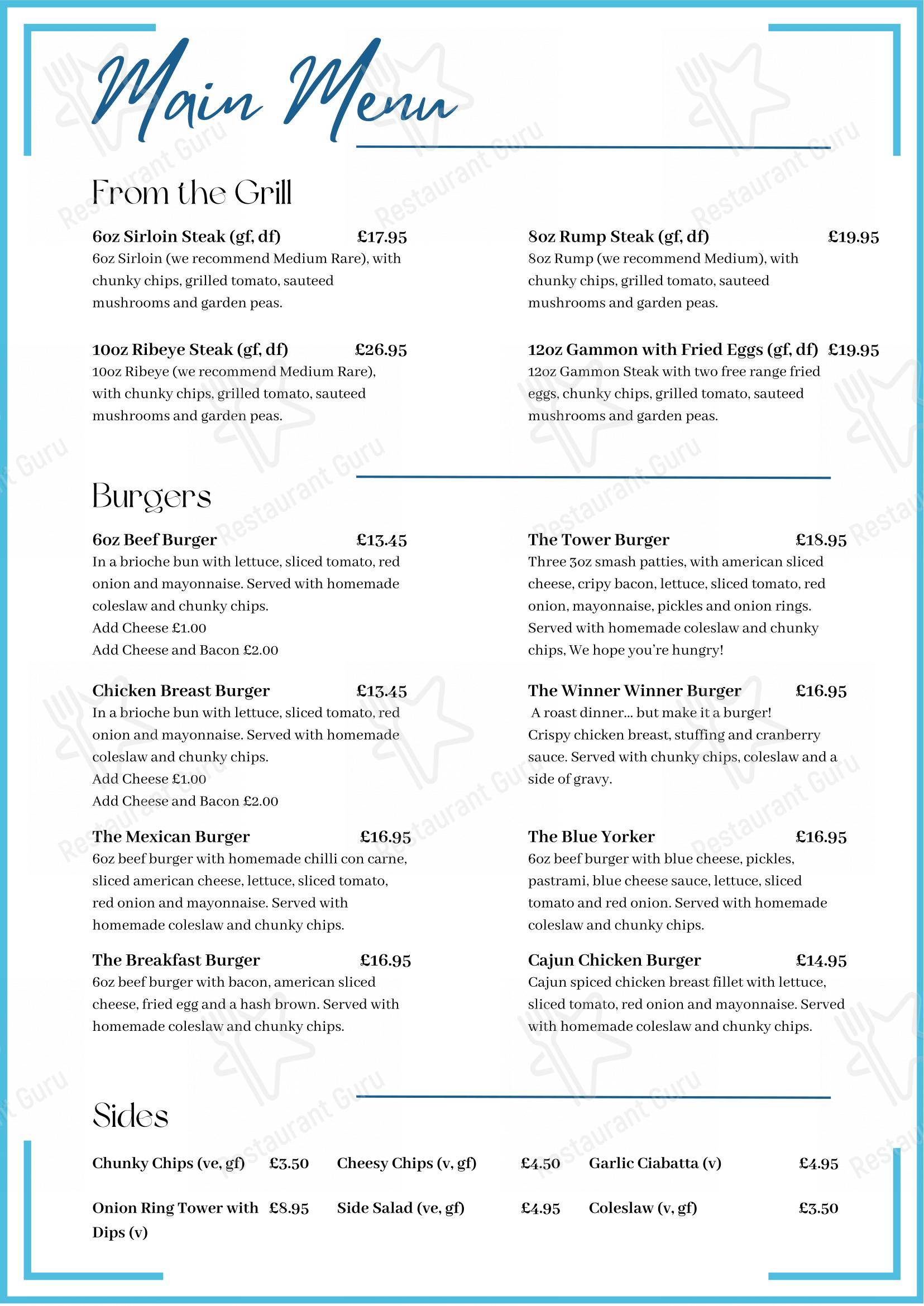 Menu at The Swallowtail restaurant, Burnham-on-Crouch