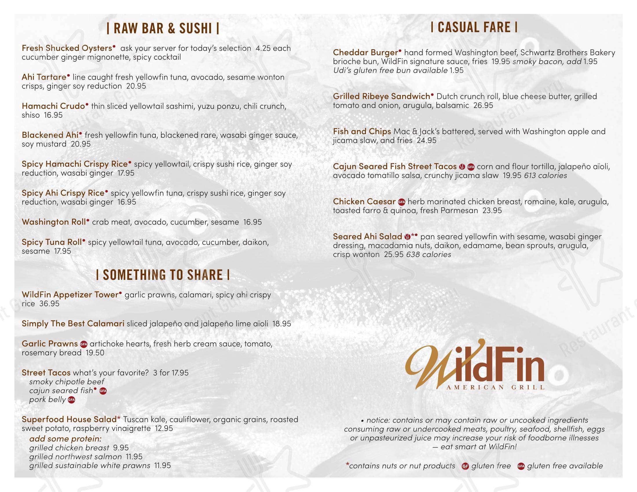 Menu at WildFin American Grill - Beaverton pub & bar, Beaverton