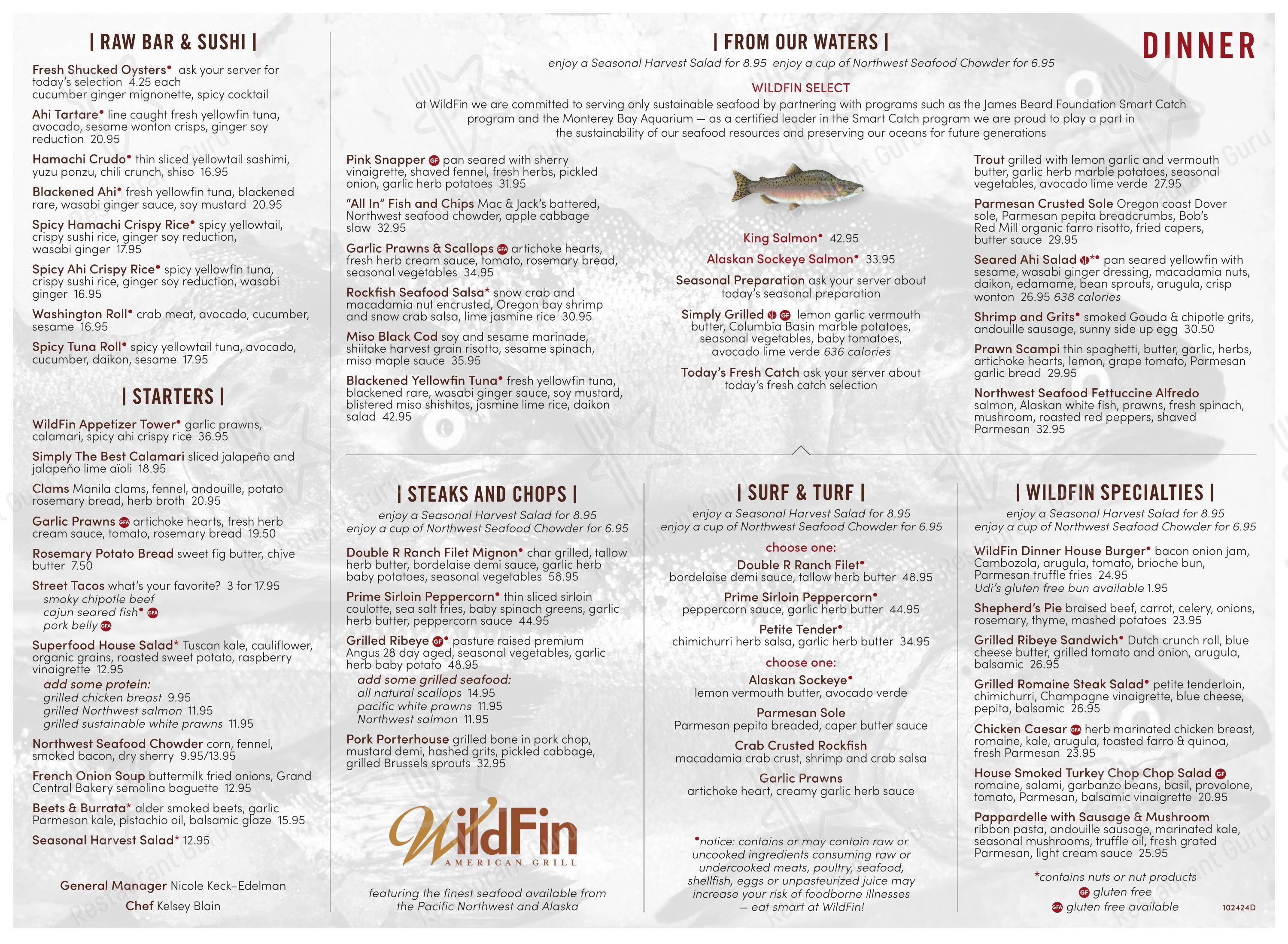 Menu at WildFin American Grill - Beaverton pub & bar, Beaverton
