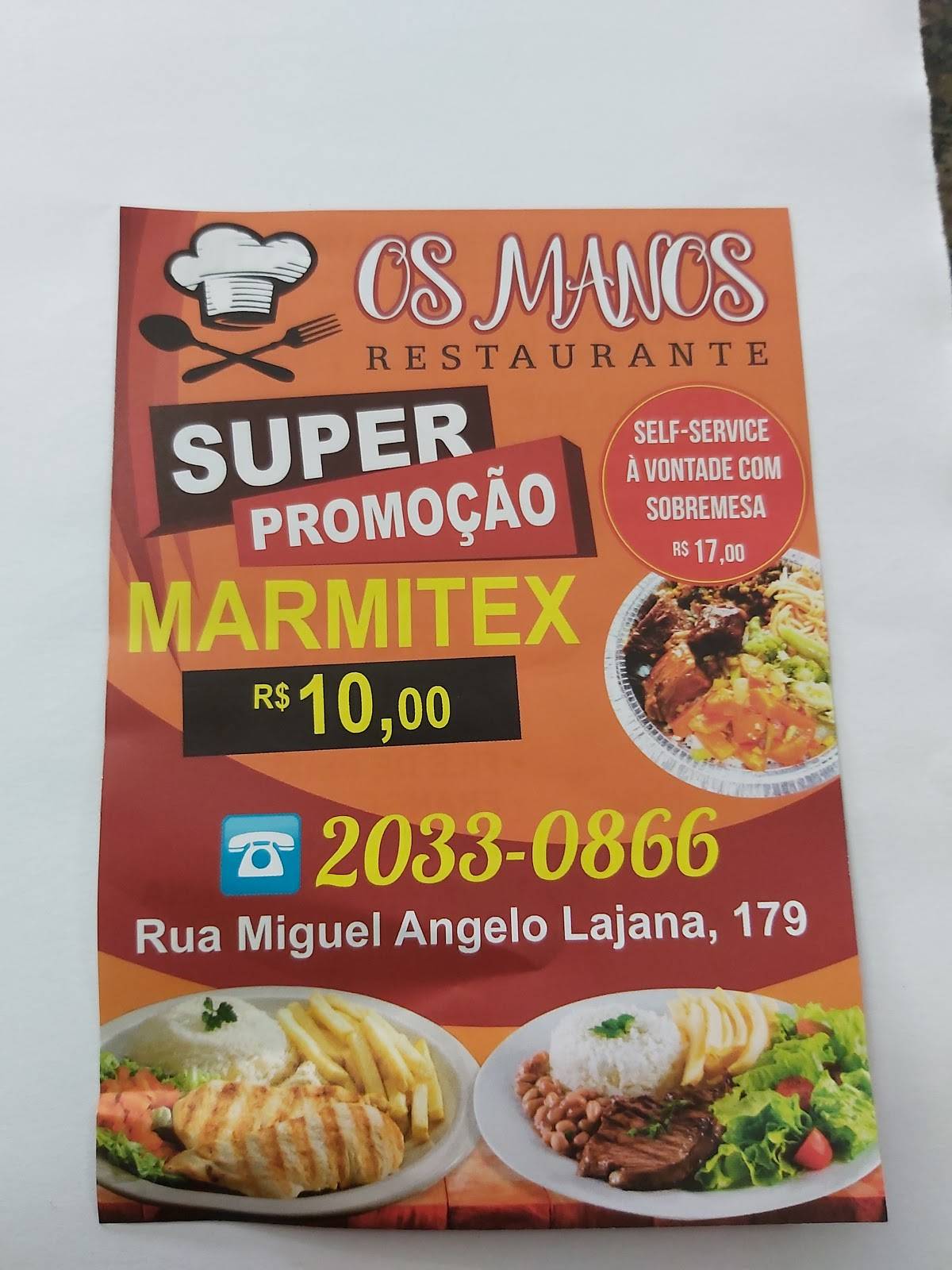 Menu em Os Manos restaurante, São Paulo