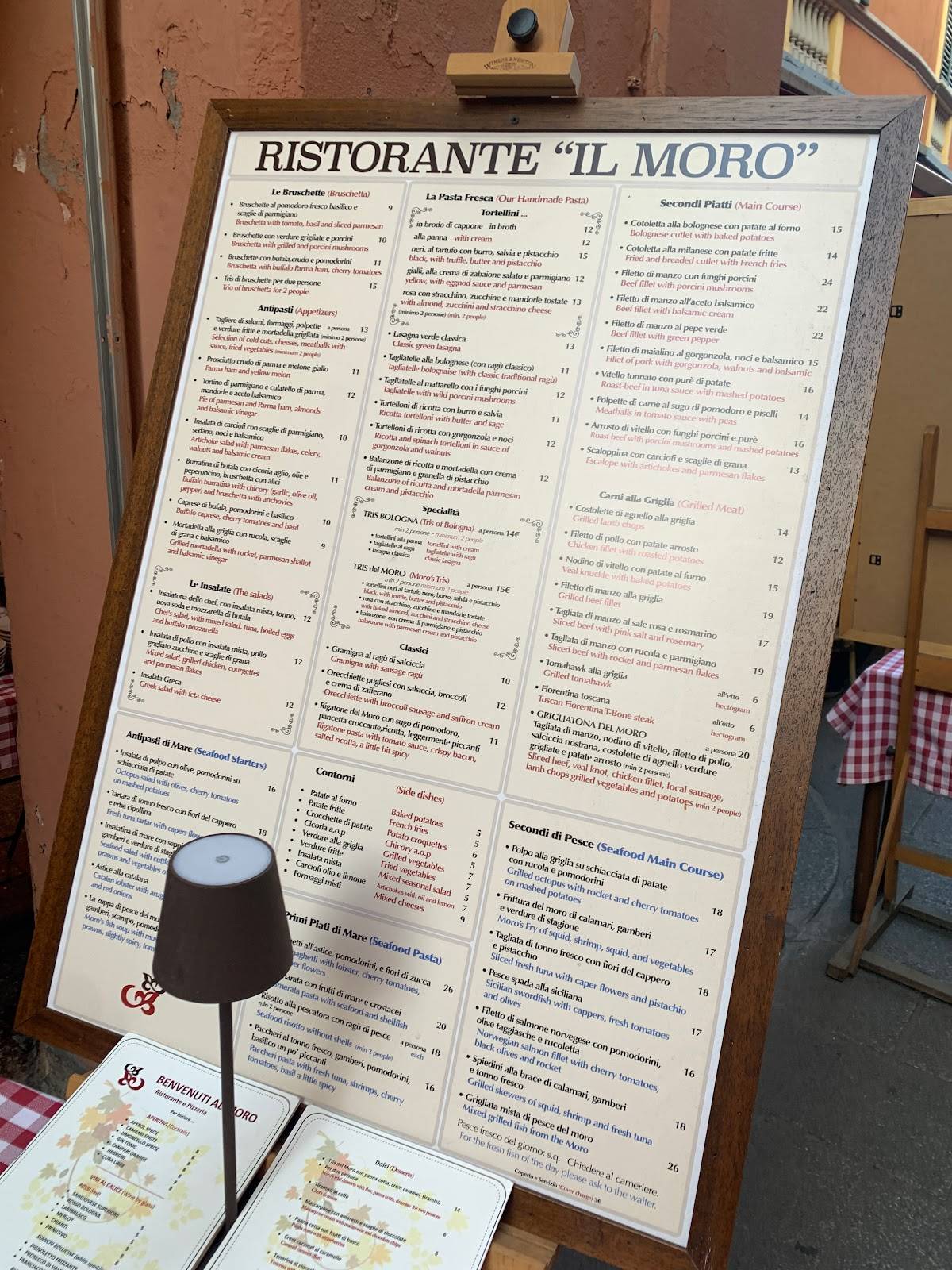 Menu da Ristorante "Il Moro", Bologna