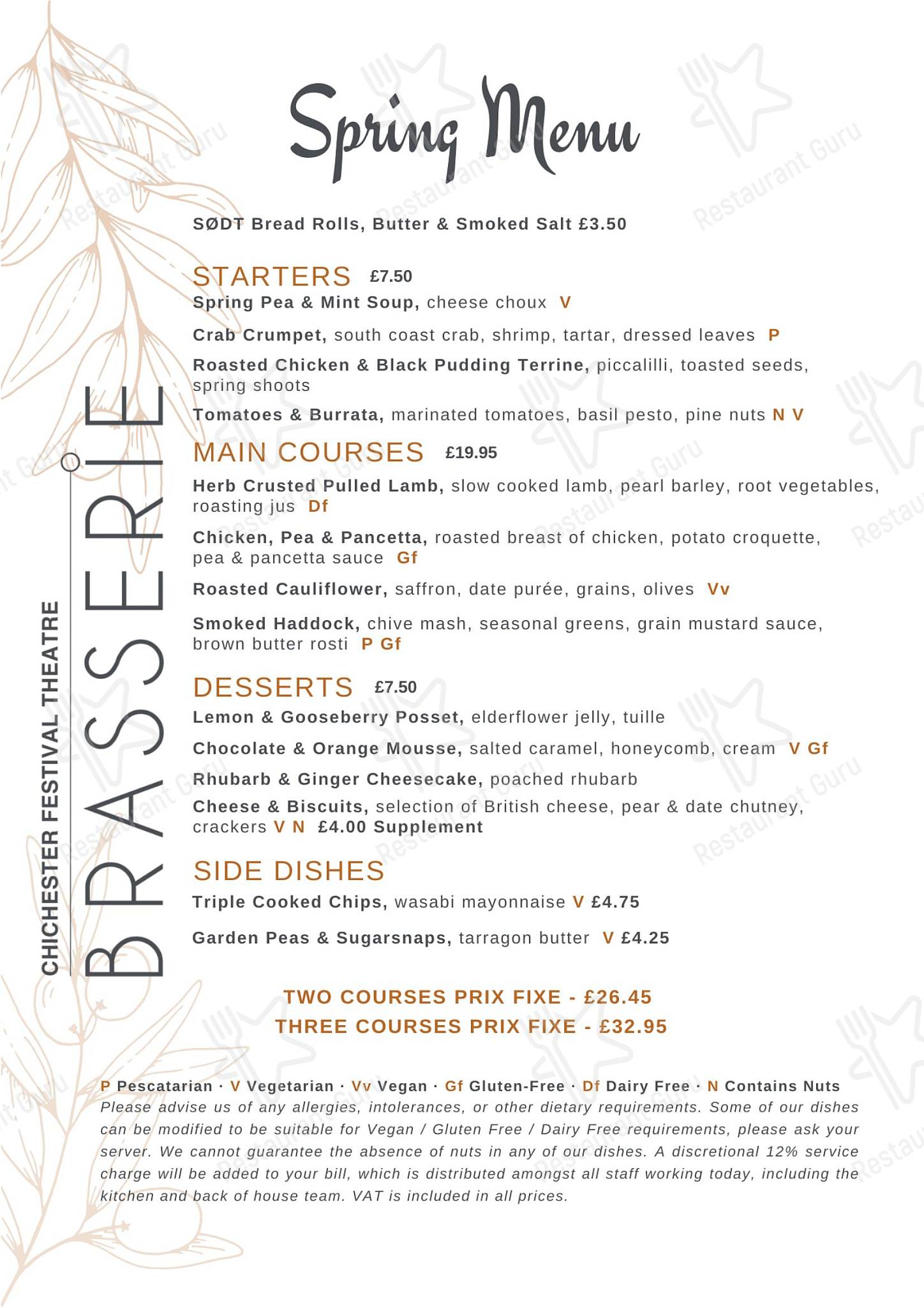 Menu at Minerva Bar, Chichester