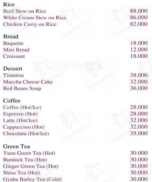 Menu at terra cafe, South Jakarta