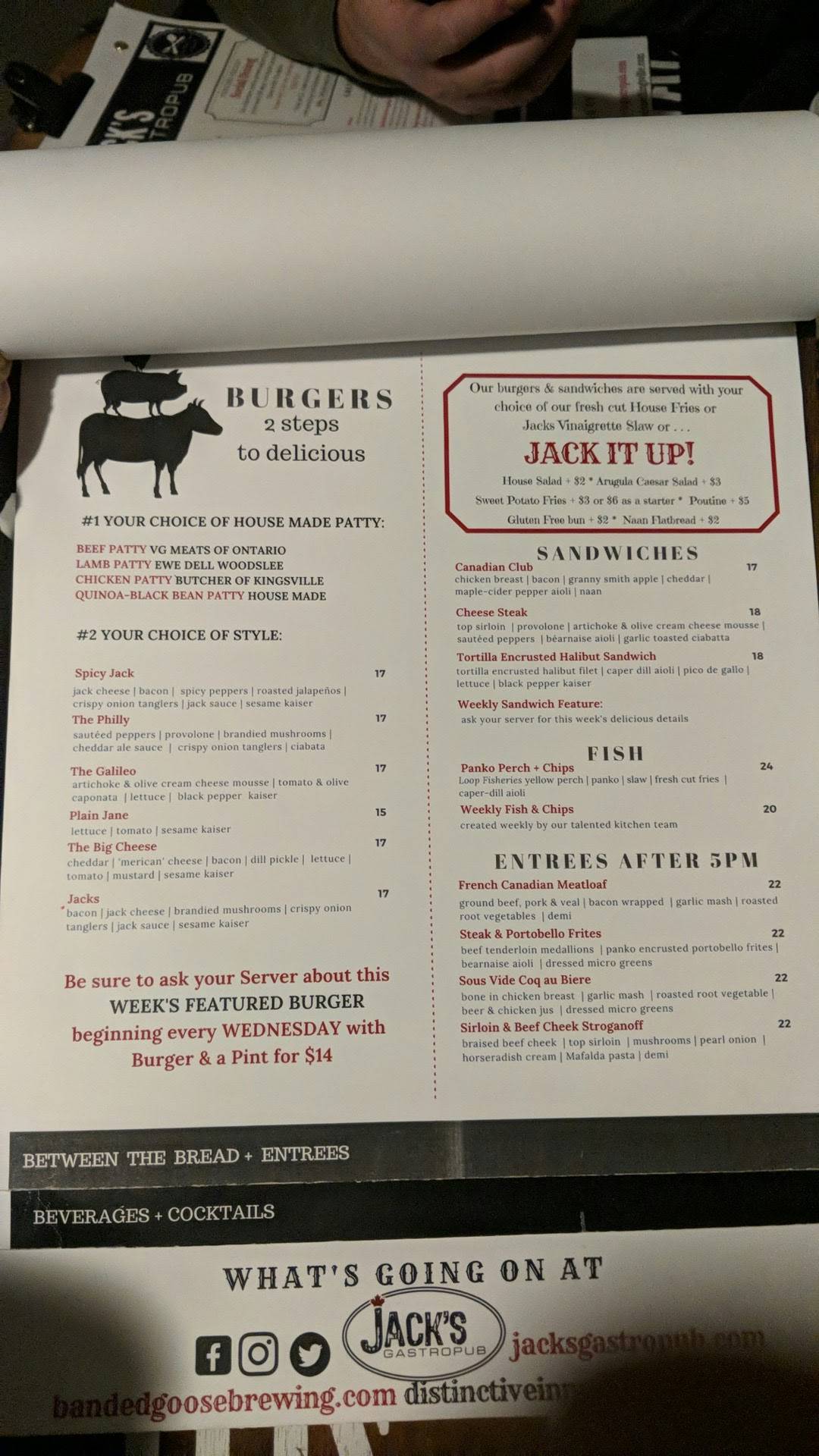 Menu at The Goose Kitchen + Bar by Jack's GastroPub, Kingsville