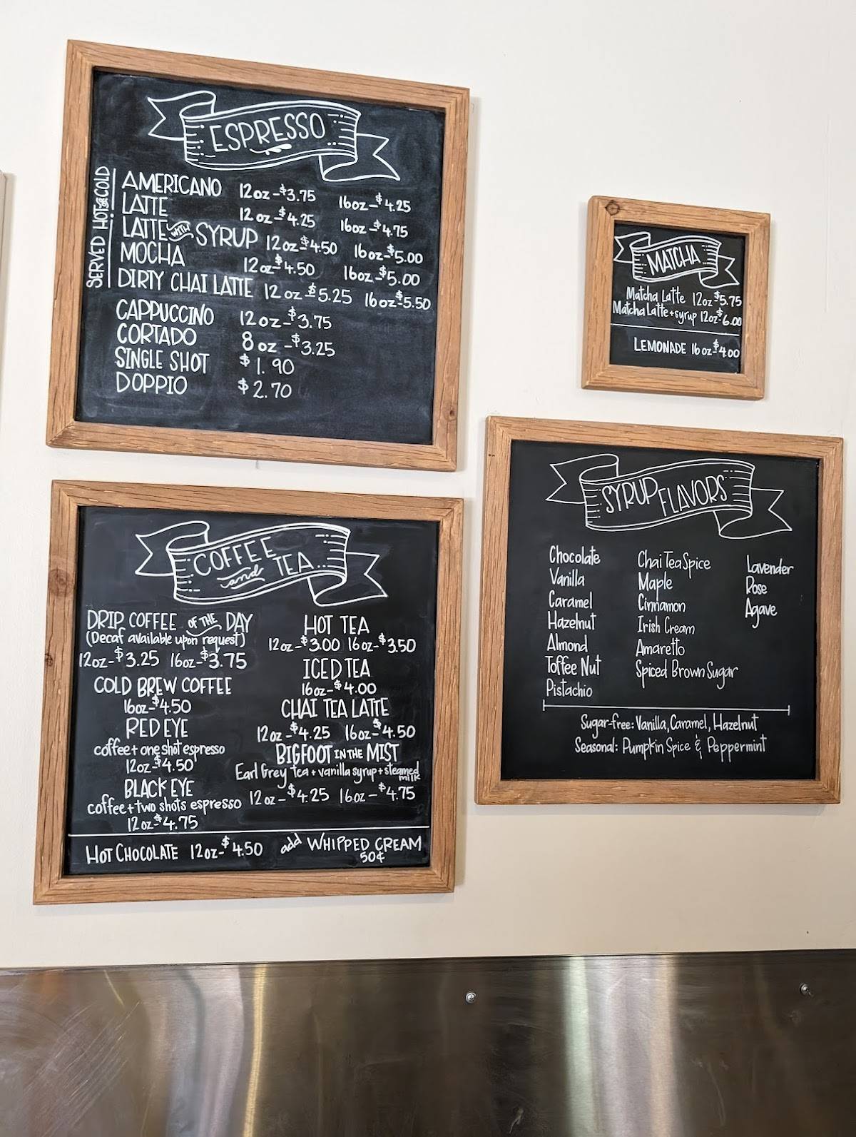 Menu at the bigfoot café cafe, Pine Mountain Club