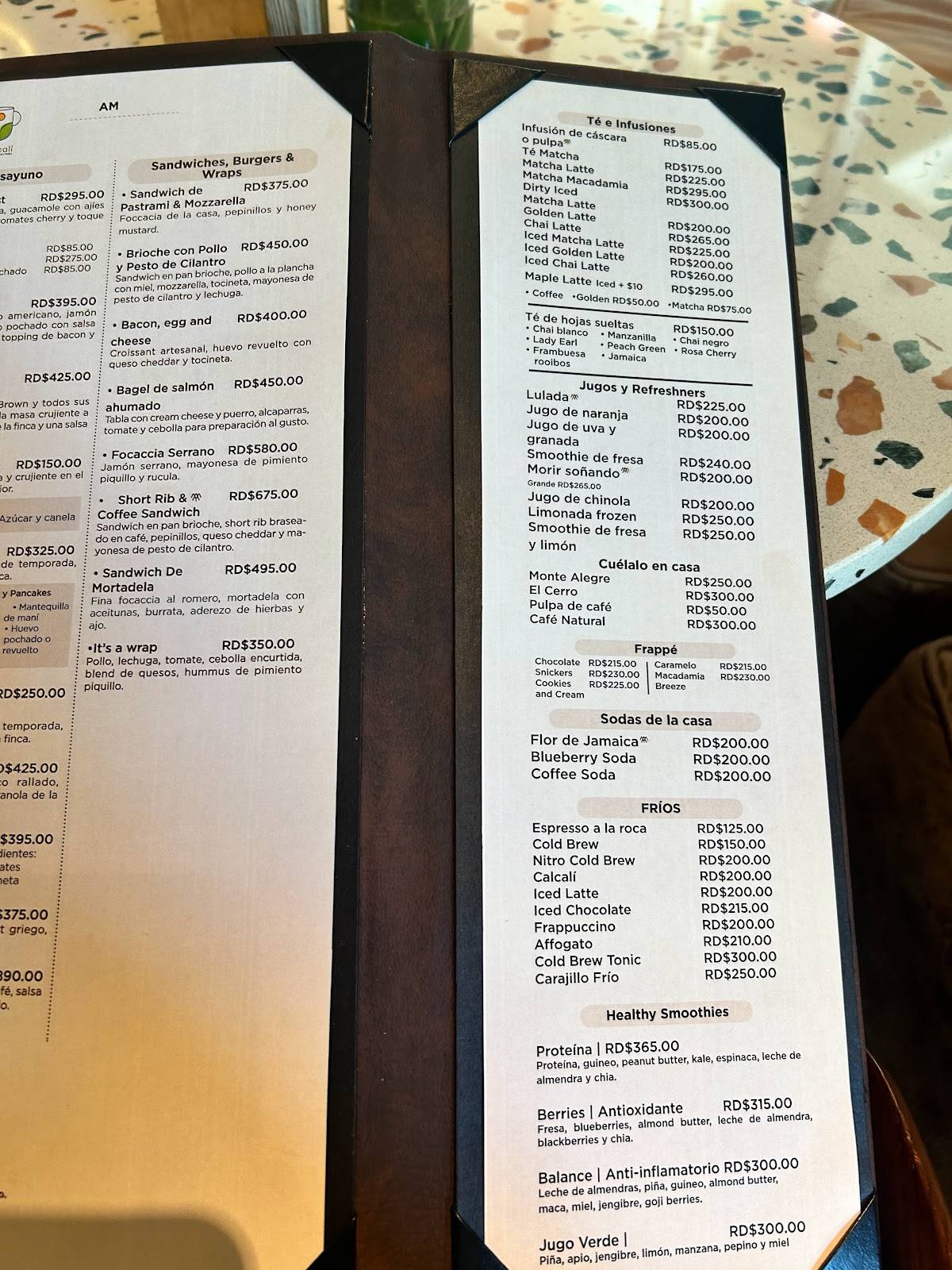 Menu at Calcalí Coffee - Naco, Santo Domingo