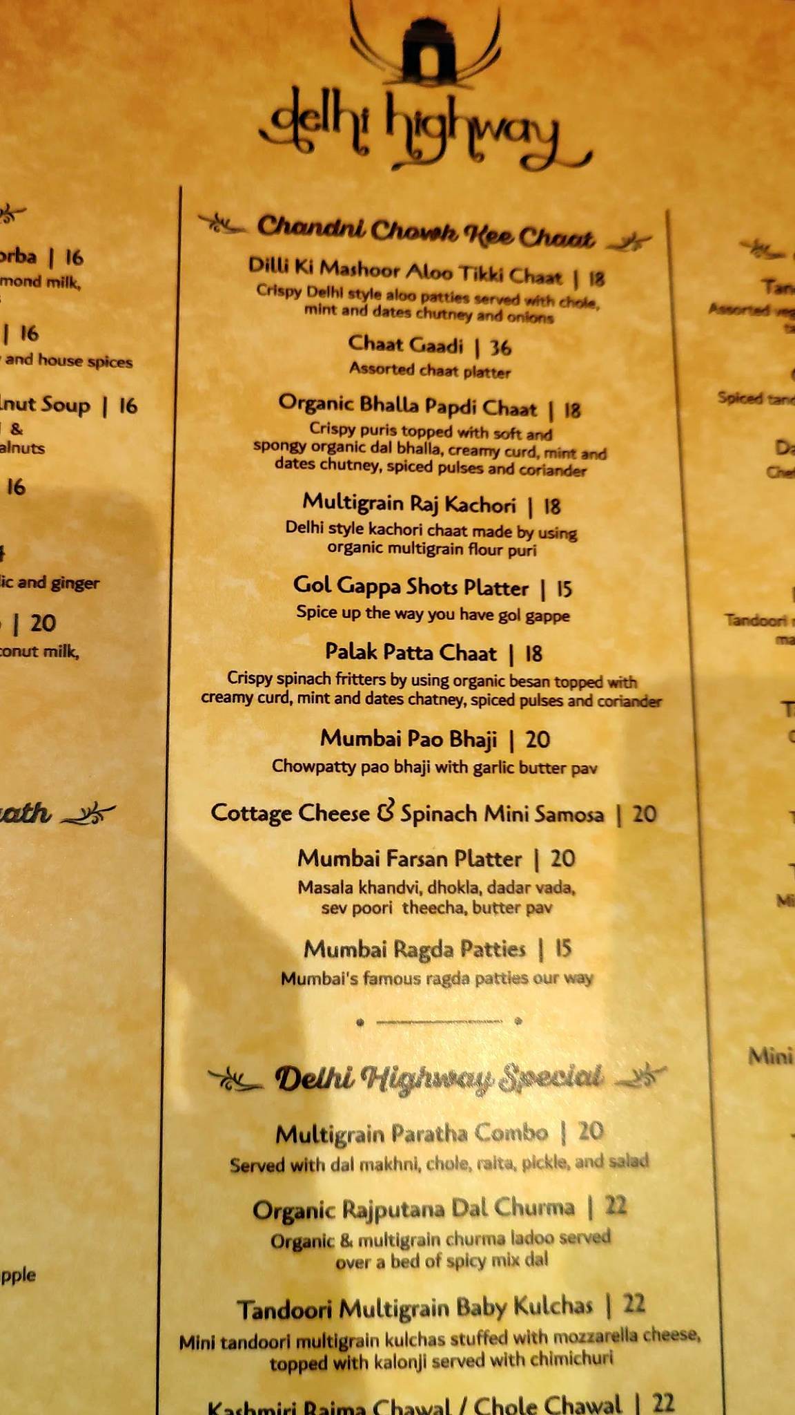 Menu at Delhi Highway Restaurant Dubai, Dubai, 68X3+36J