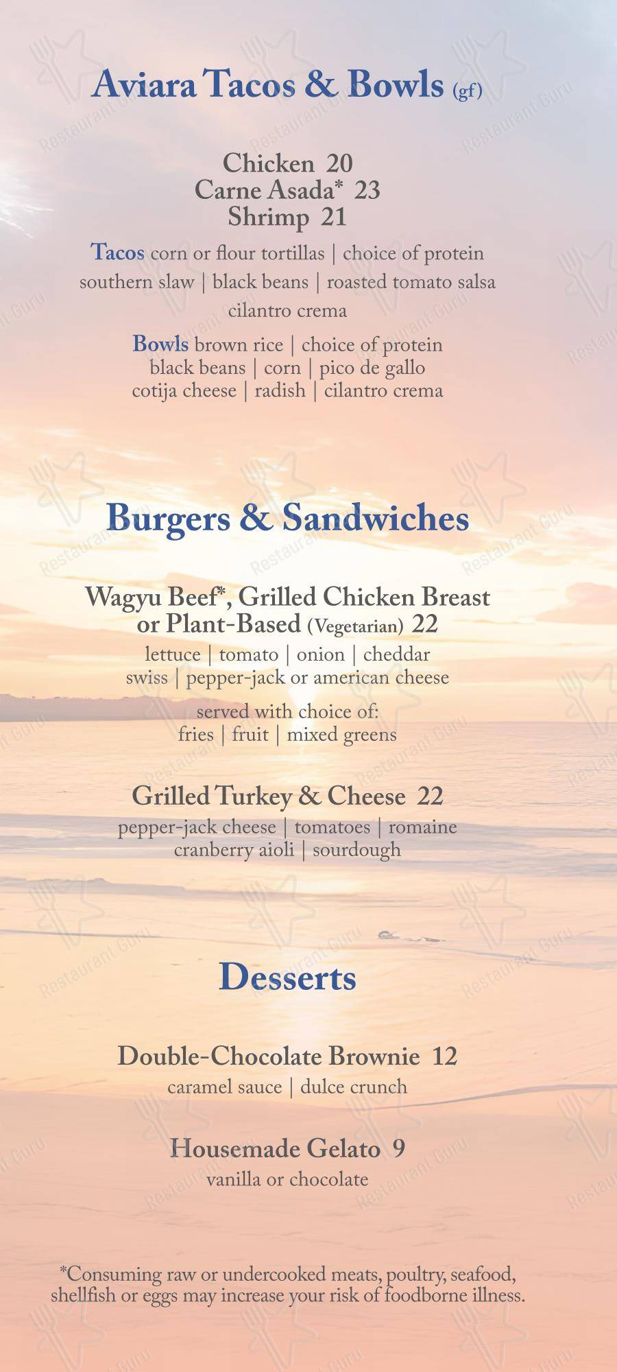 Menu at Ember & Rye steakhouse, Carlsbad