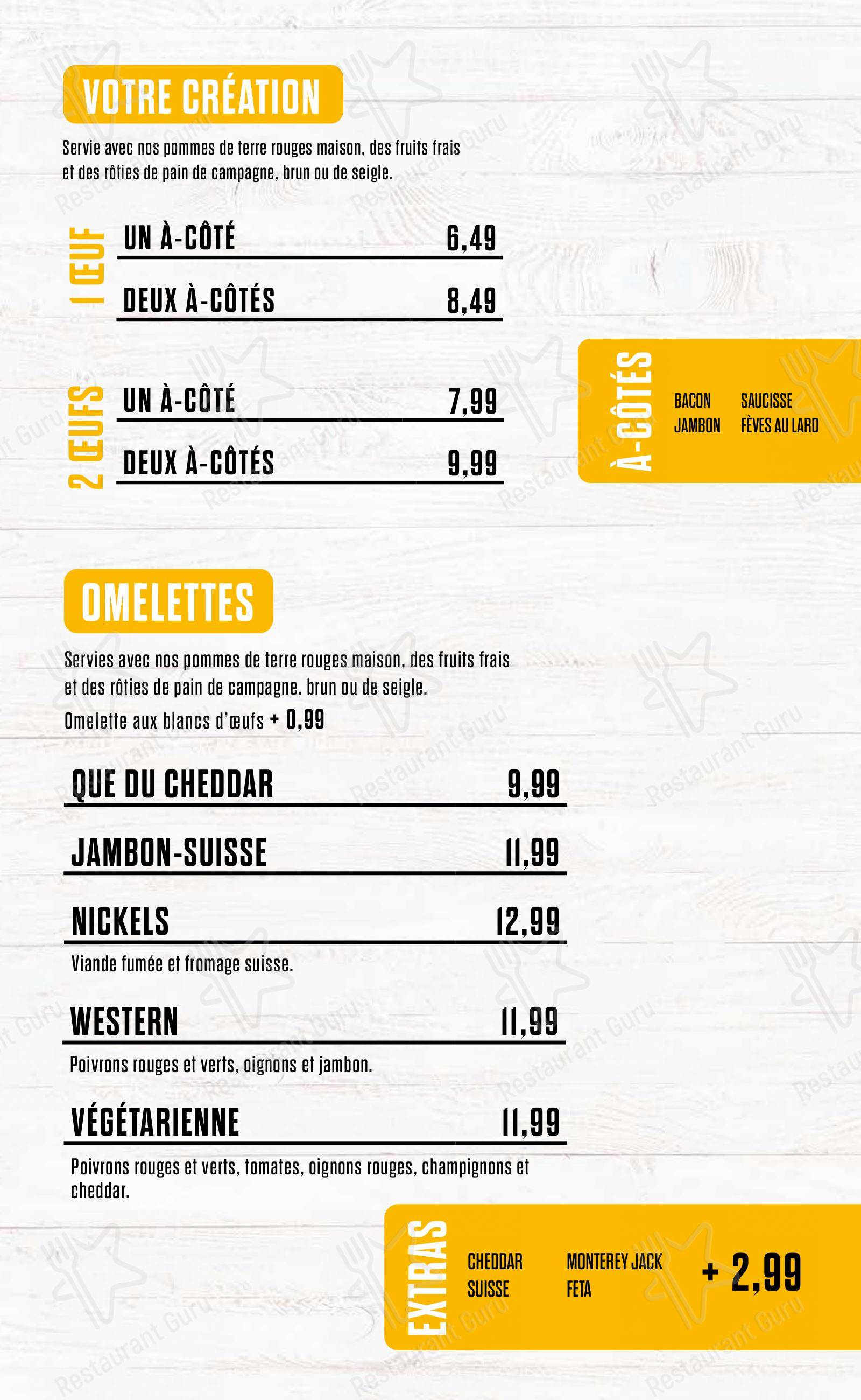 Menu au Nickels Deli restaurant, Montréal, 7275 R. Sherbrooke E Suit 193