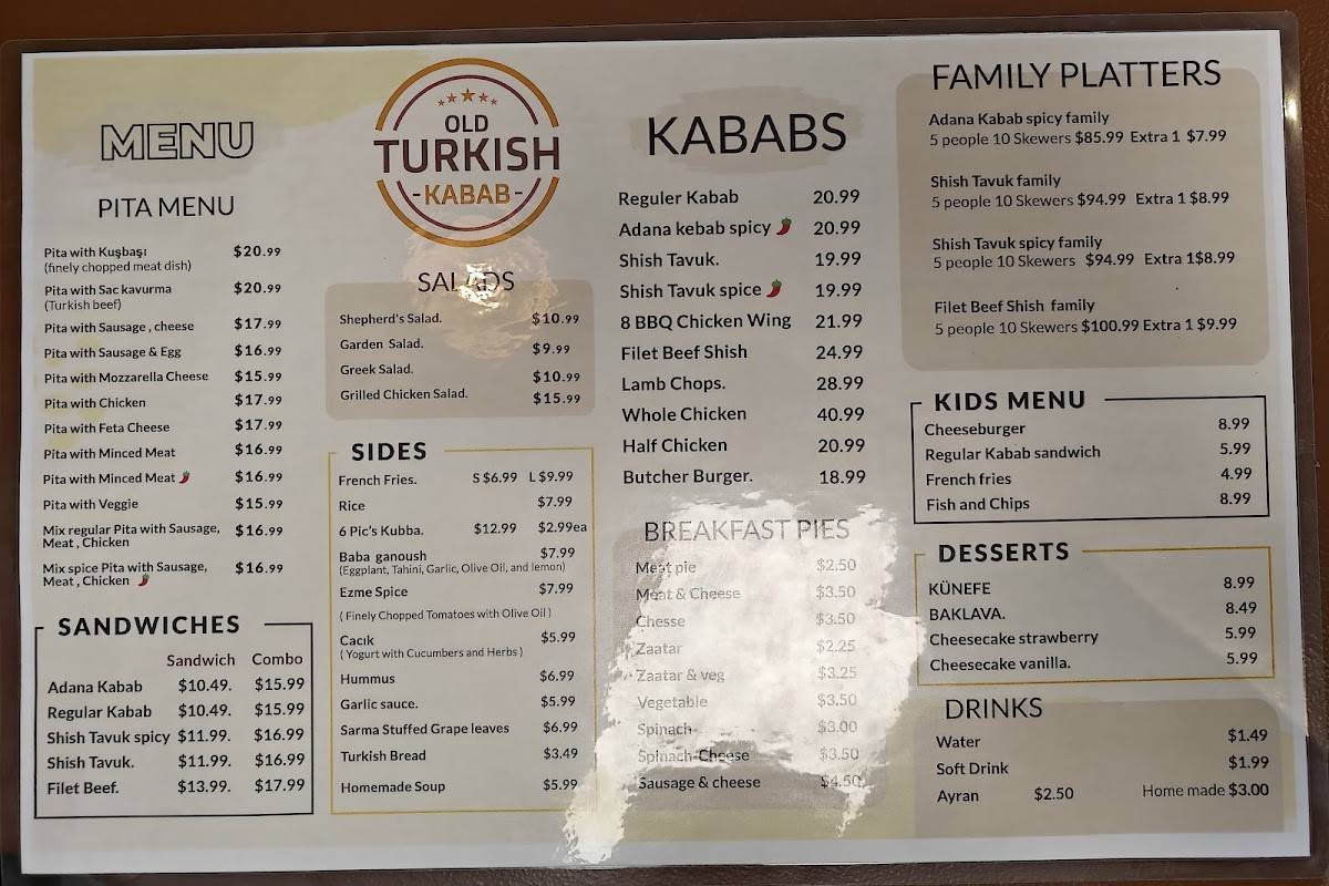 Menu at , Ottawa