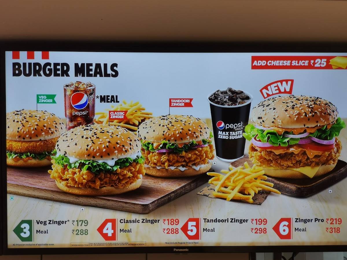 Menu at KFC Pala, Pala