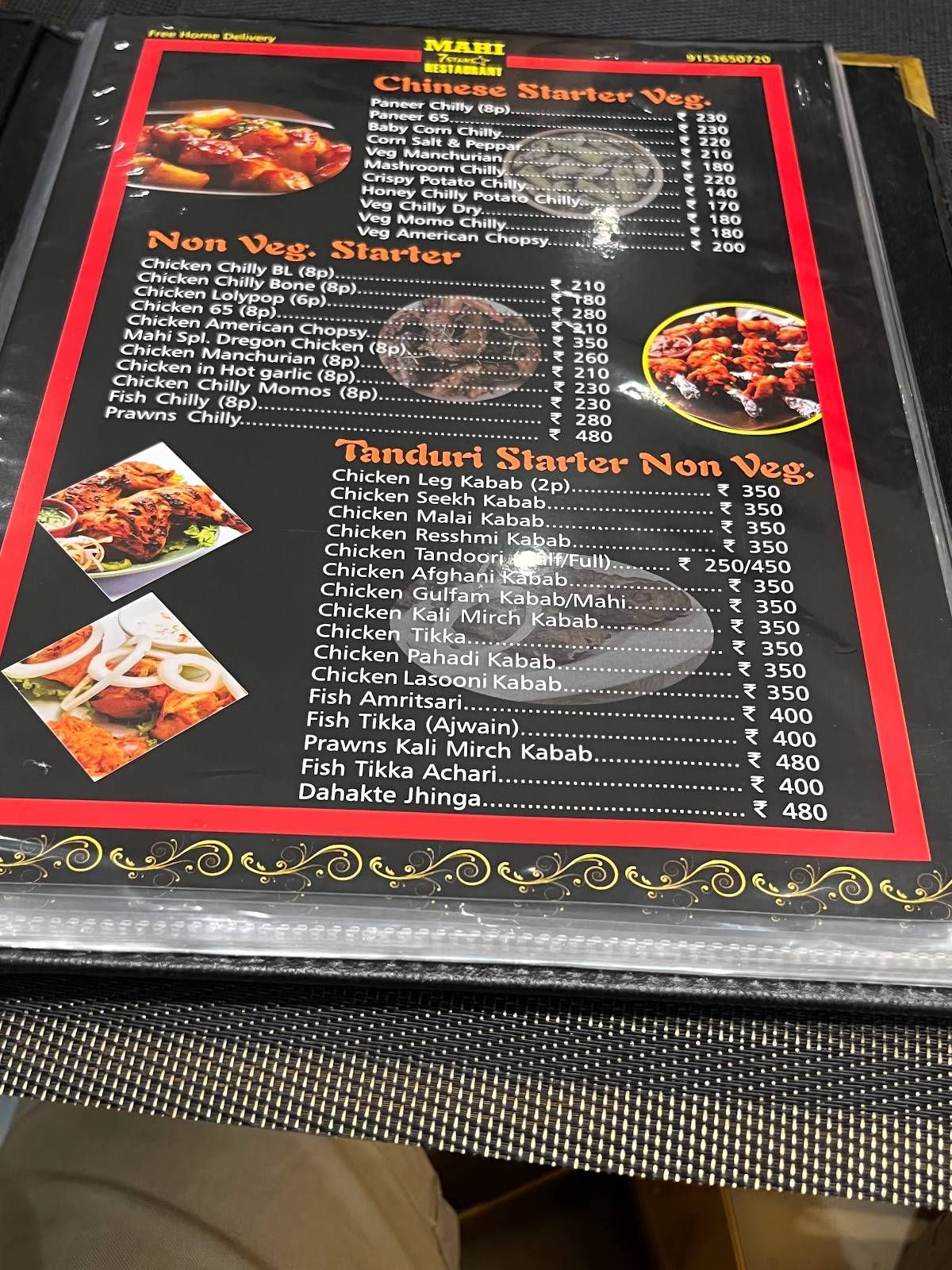 Menu at Mahi seven star restaurant, Patna