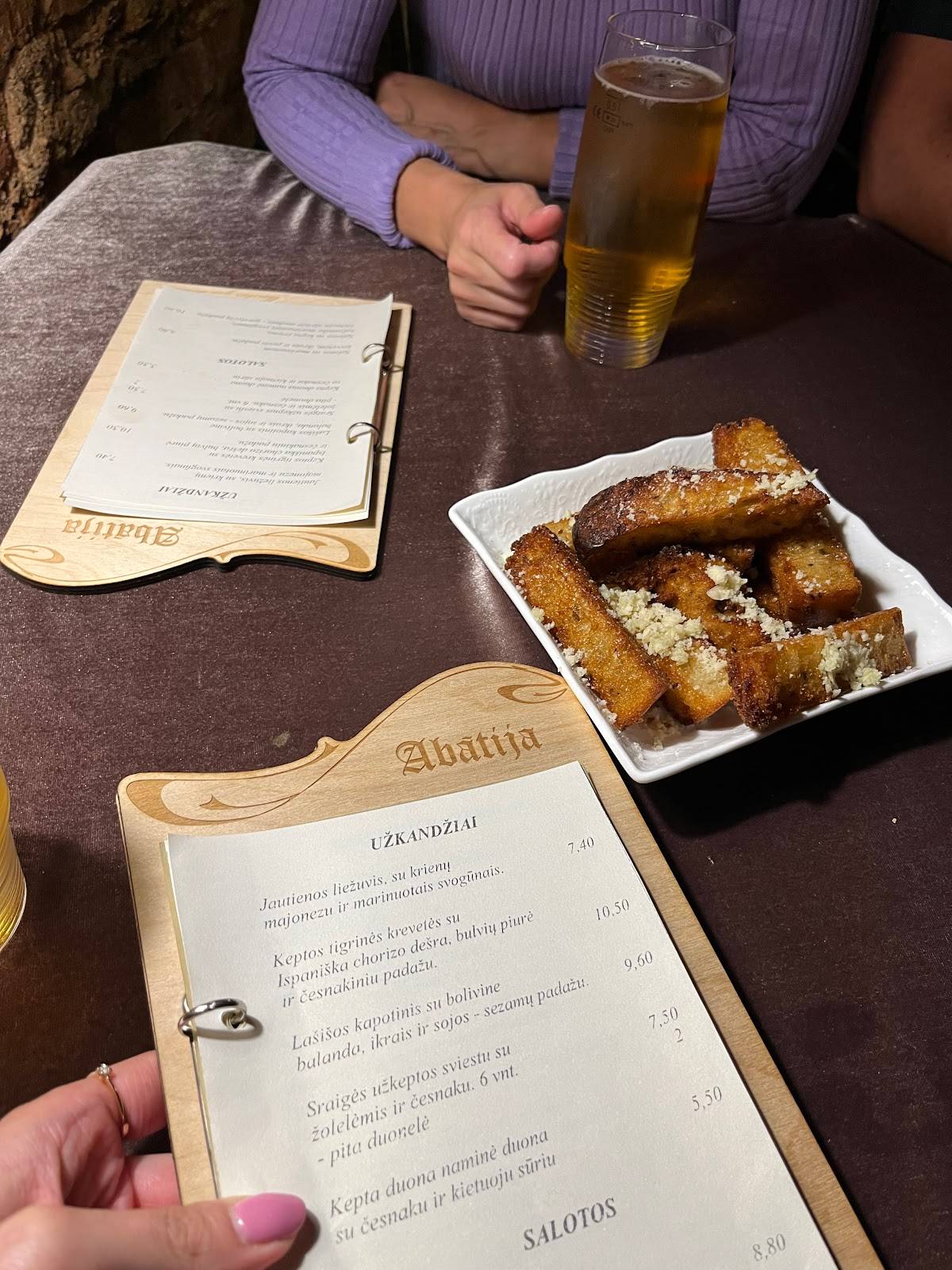 Menu at Restoranas Abatija restaurant, Telšiai