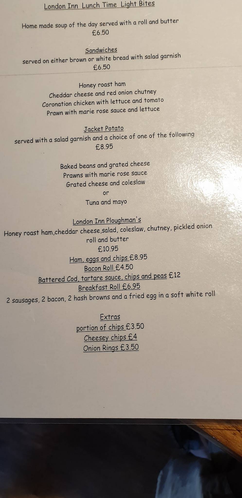 Menu at The London Inn pub & bar, Crediton, Morchard Road