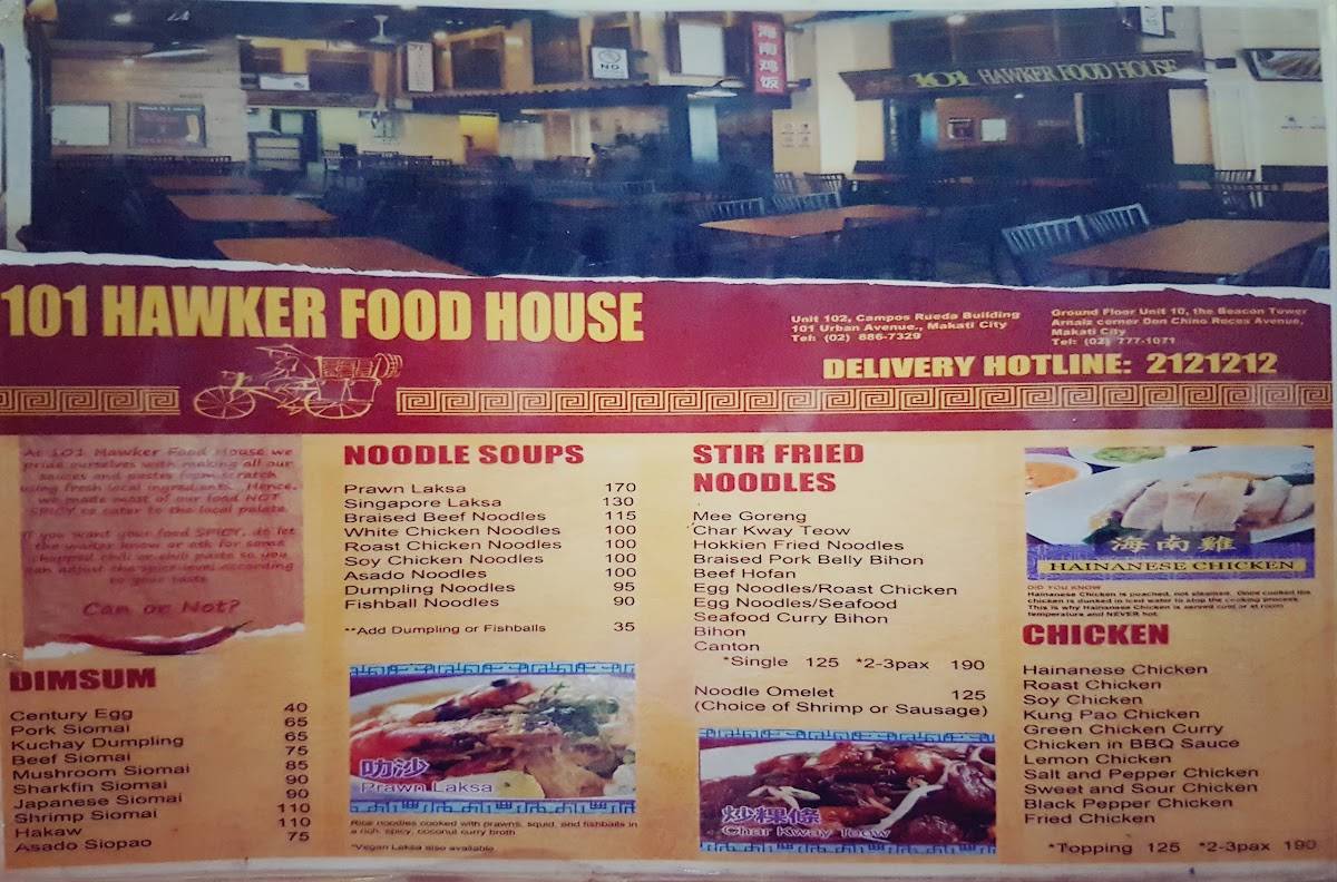 Menu at 101 Hawker Food House - Makati restaurant, Makati, 102