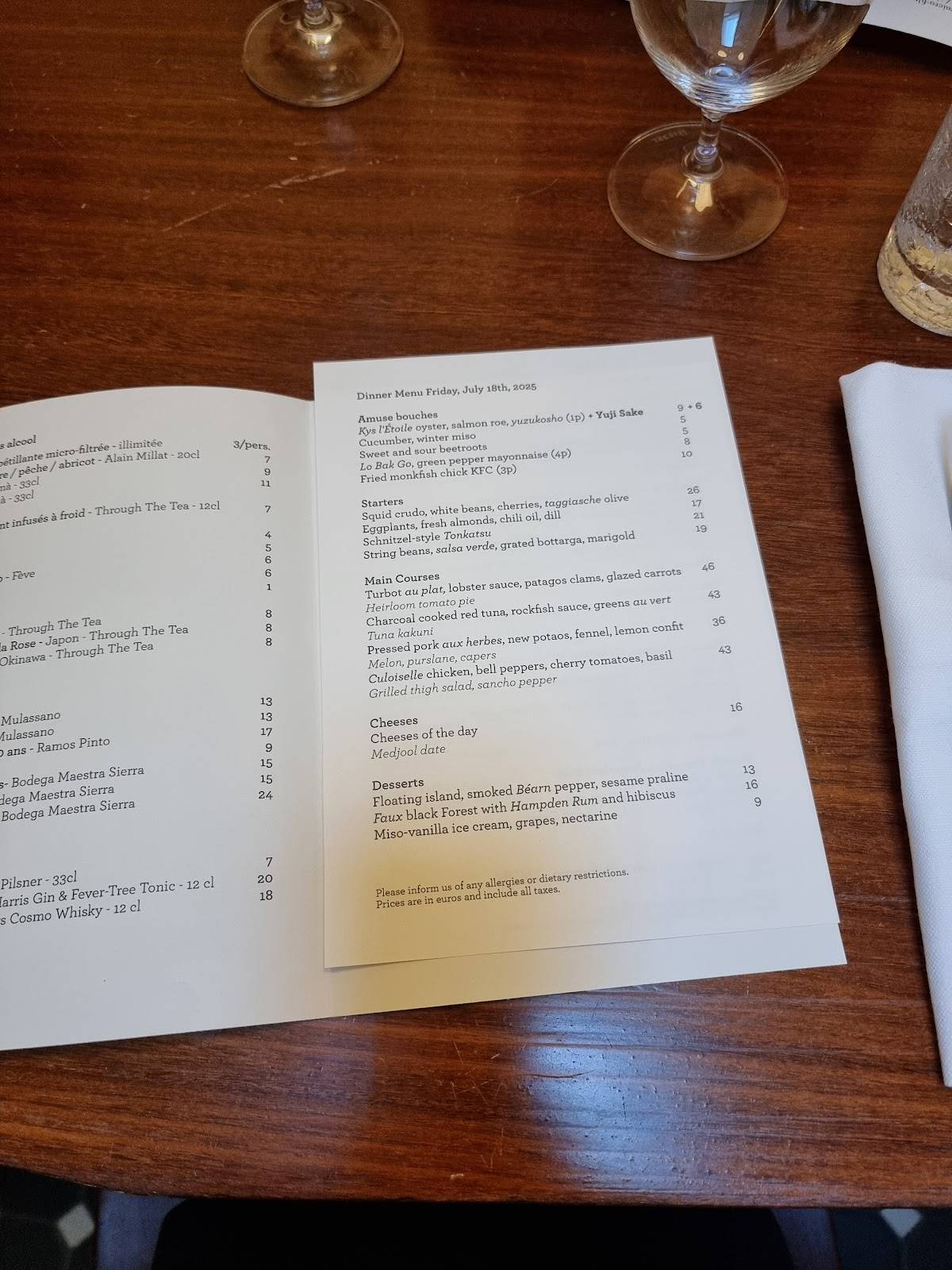 Menu at 19 SAINT ROCH. restaurant, Paris