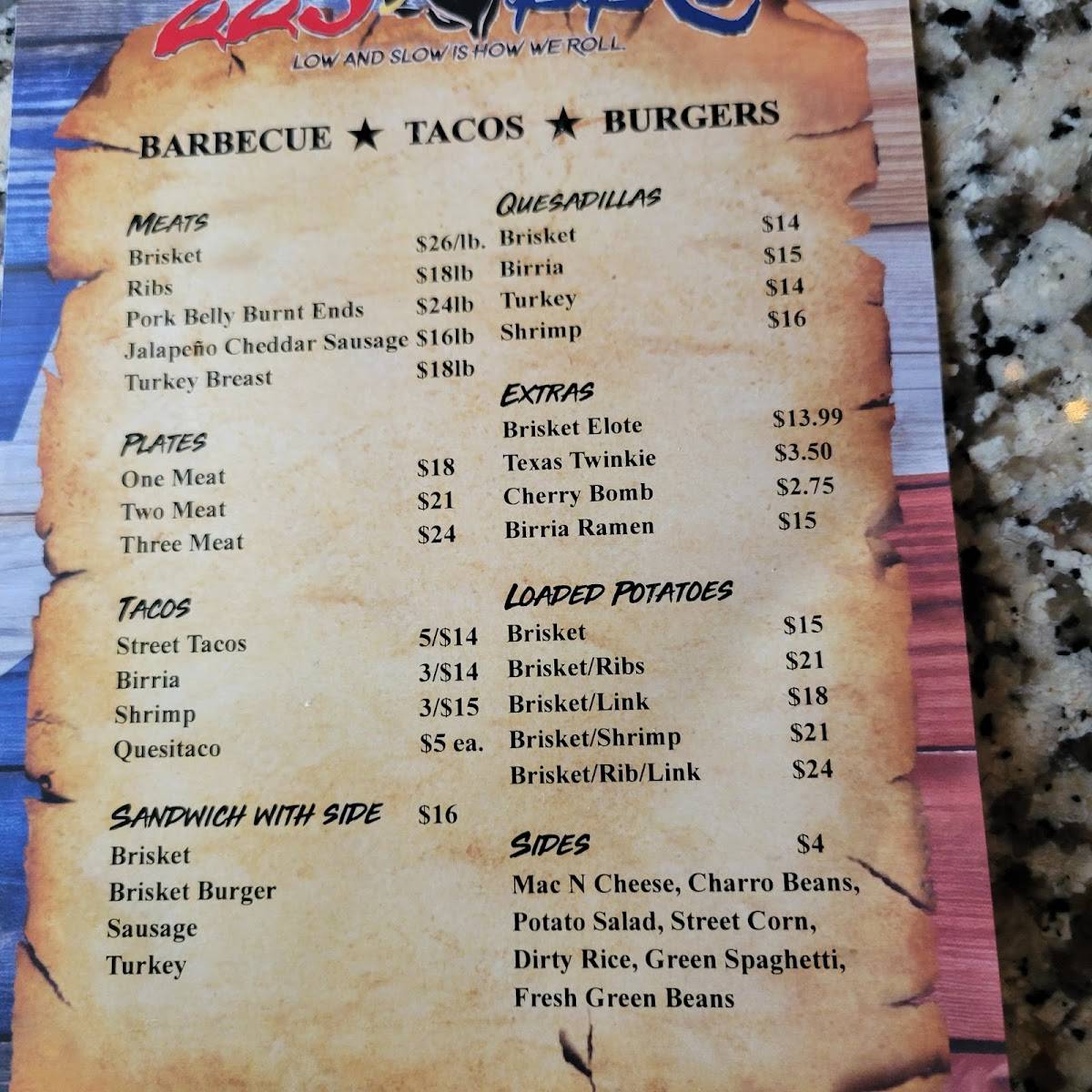 Menu at 225⁰ BBQ, Arlington, 506 E Main St