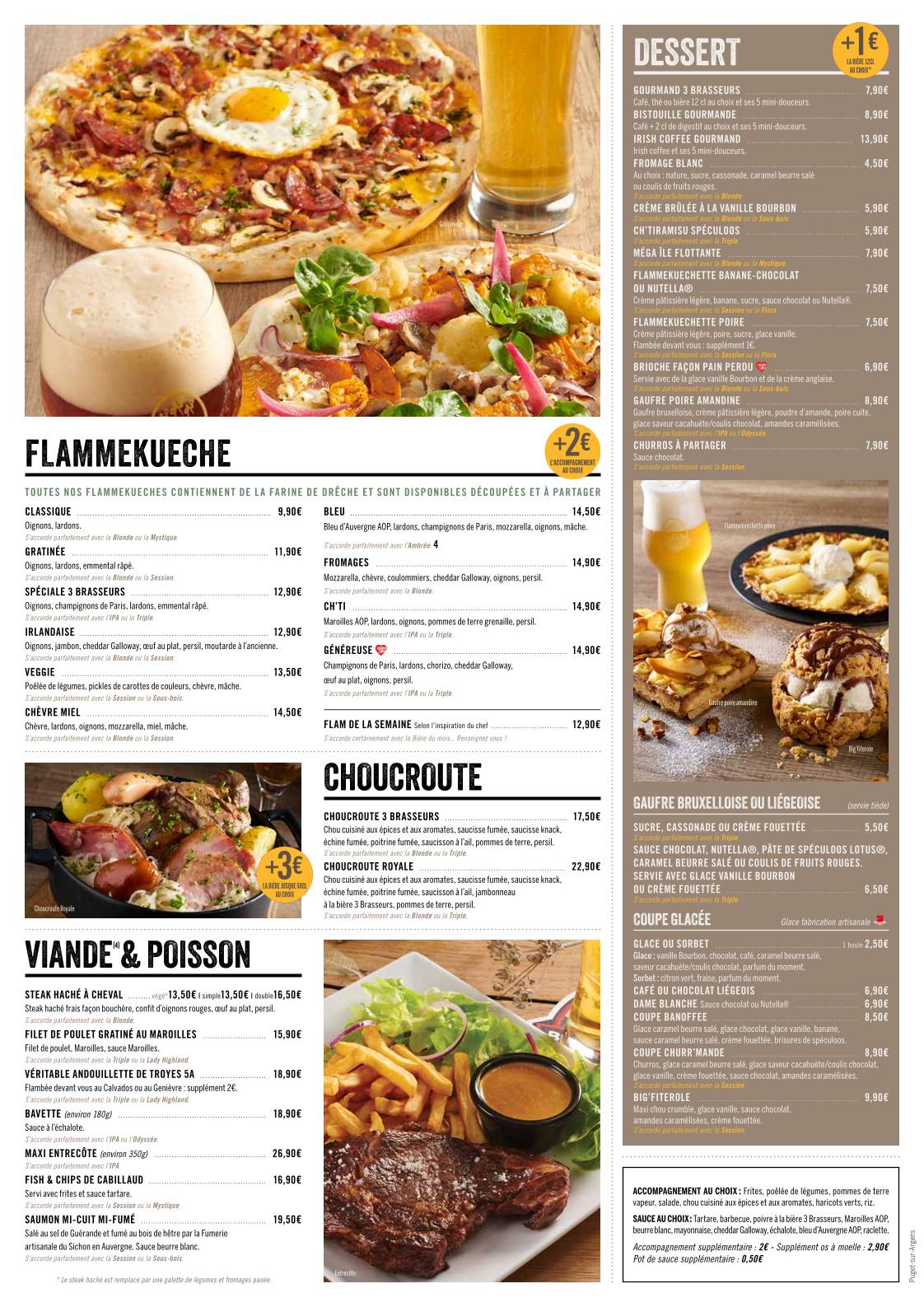 Menu au 3 Brasseurs Puget-sur-Argens restaurant, Puget-sur-Argens