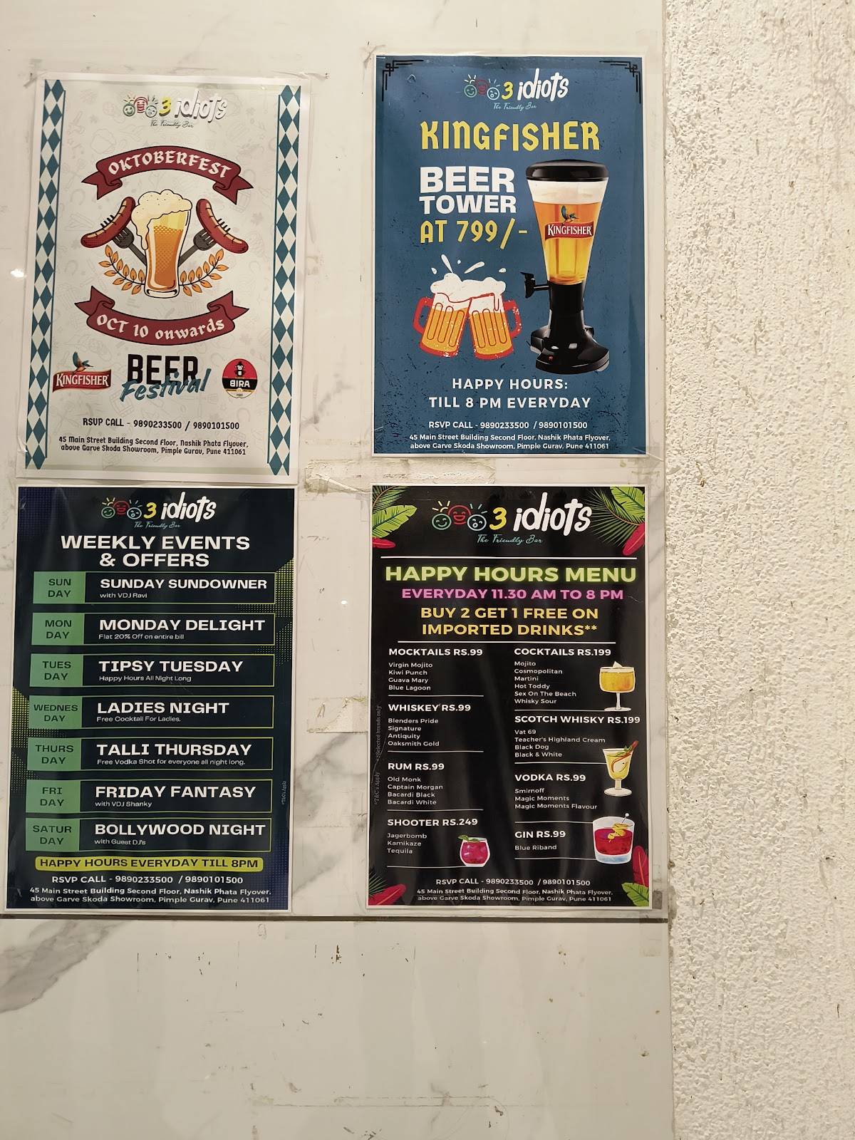 Menu at 3 Idiot's - The Friendly Bar, Pimpri-Chinchwad