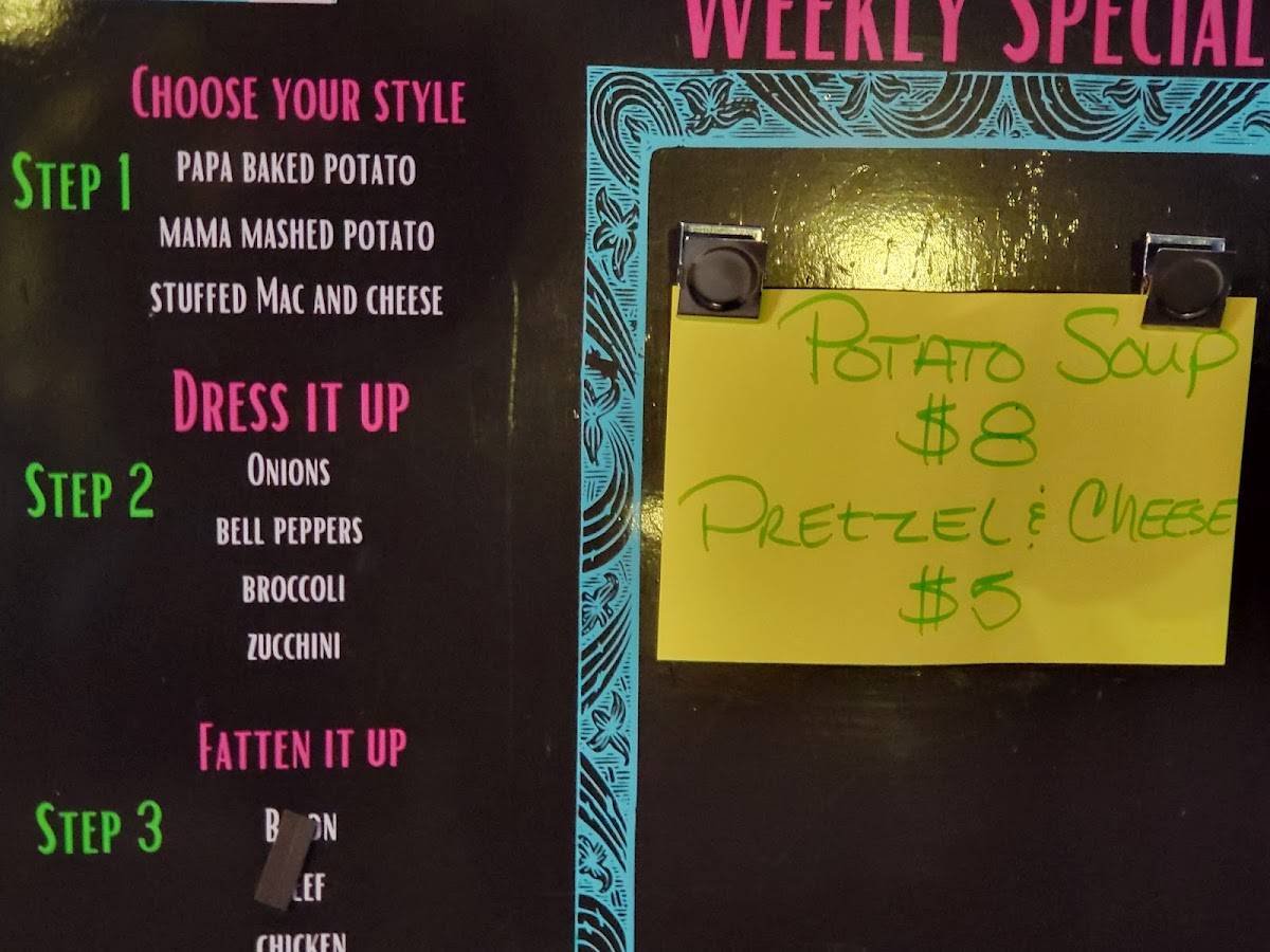 Menu at 3 potato more (food truck) restaurant, Albany