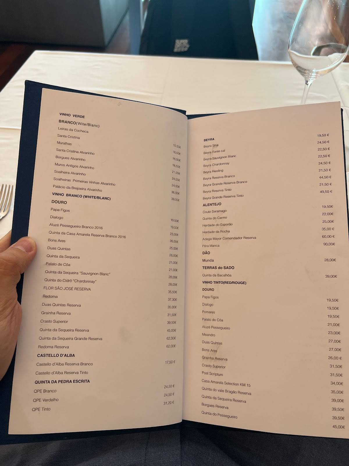 Menu em 5 Oceanos restaurante, Matosinhos