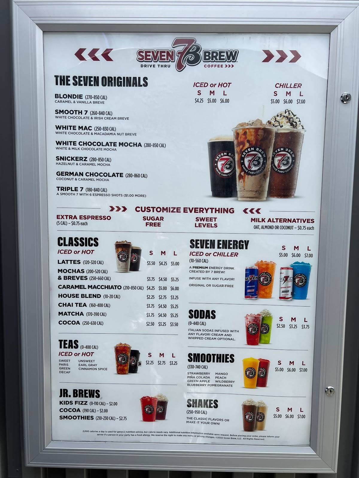 Menu at 7 Brew Coffee pub & bar, Greenville, Wade Hampton Blvd